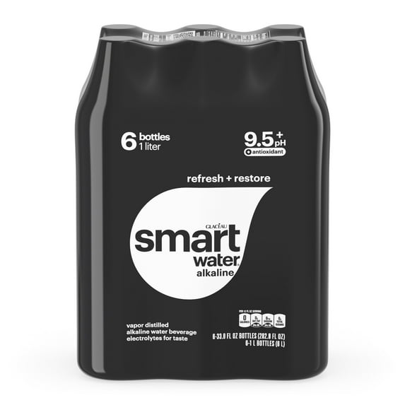 Smartwater Alkaline with Antioxidants 1L, Vapor-Distilled, Ionized to 9 ...