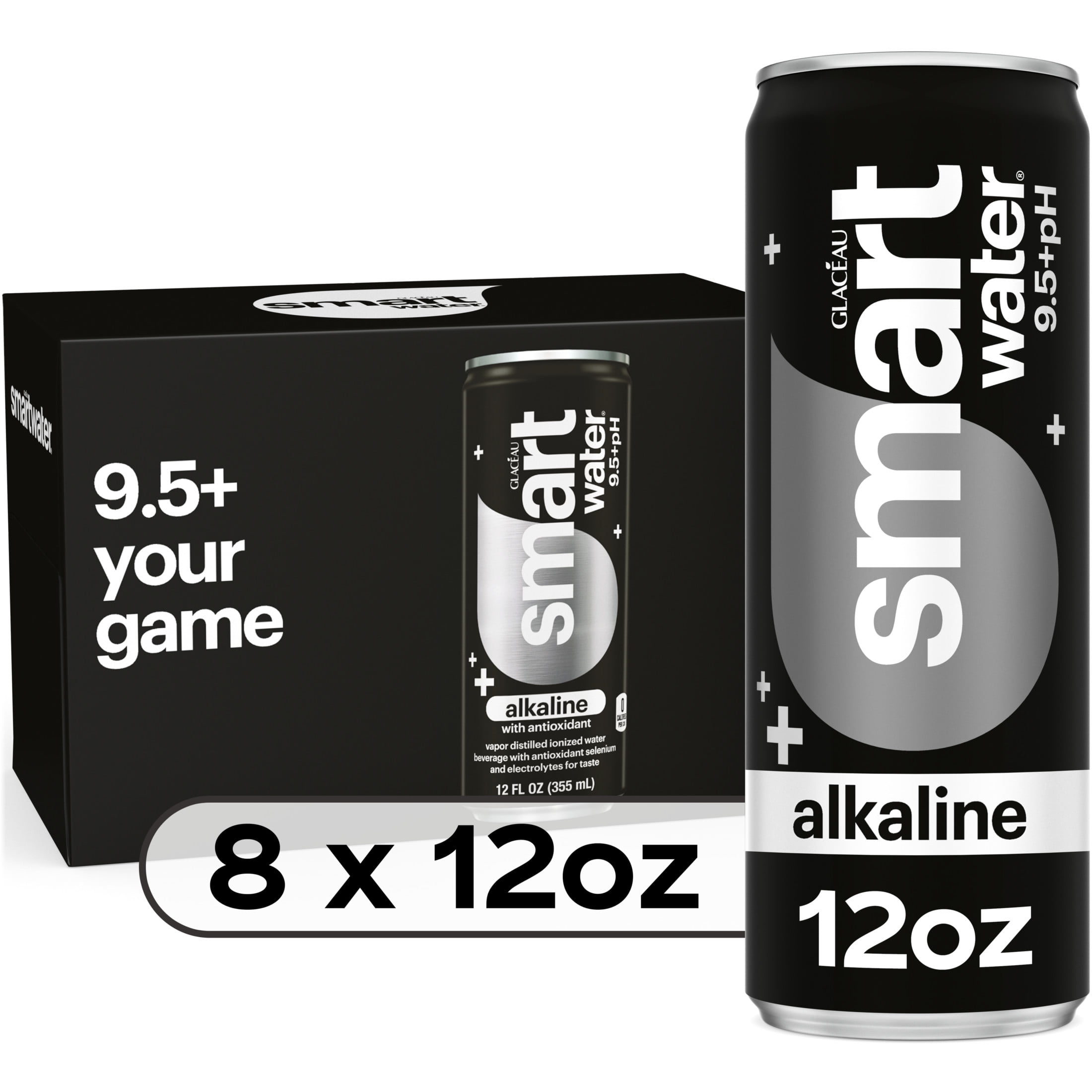 smartwater alkaline with antioxidant water cans, 12 fl oz 8 pack ...