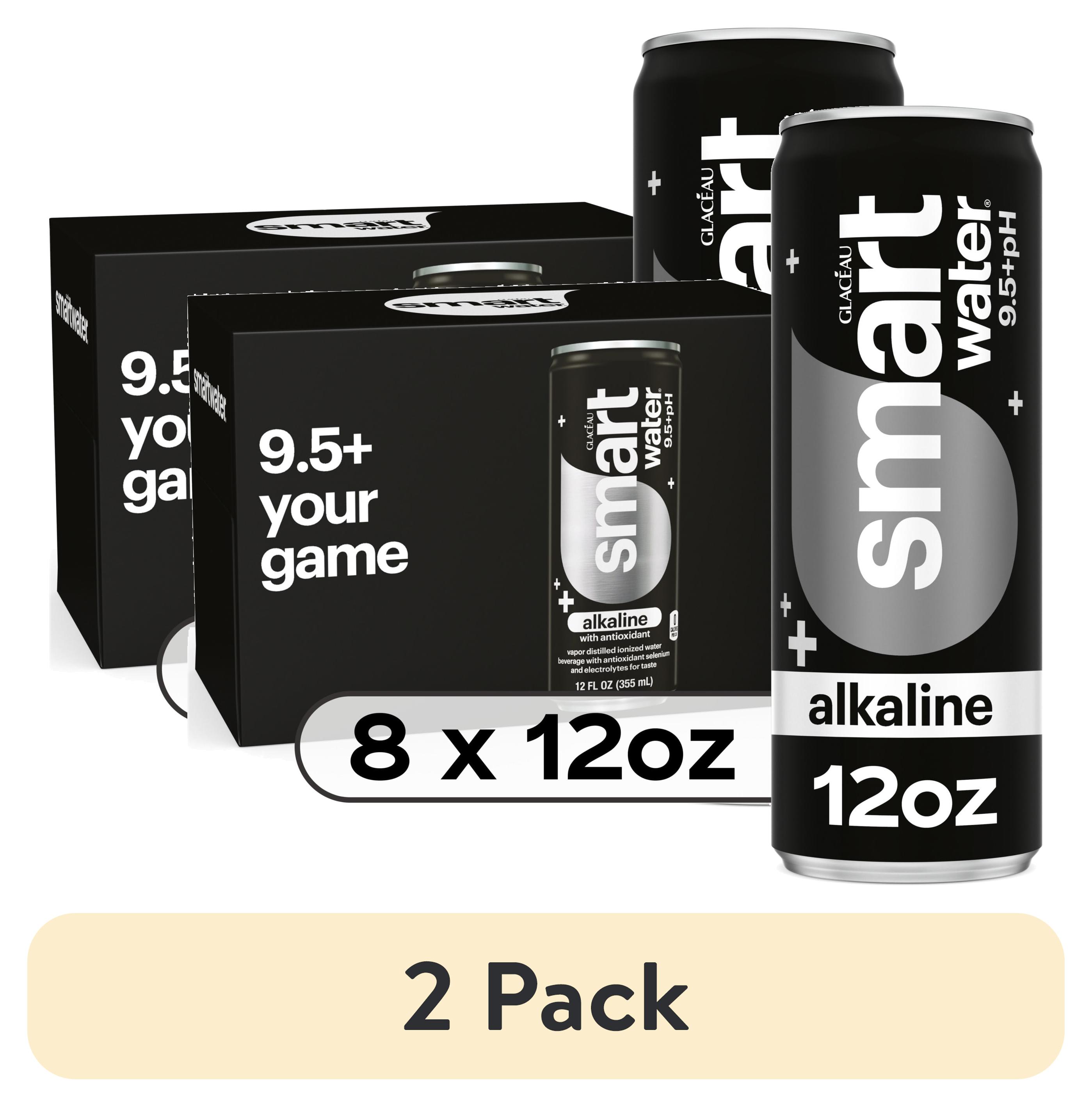 (2 pack) smartwater alkaline with antioxidant water cans, 12 fl oz 8 ...