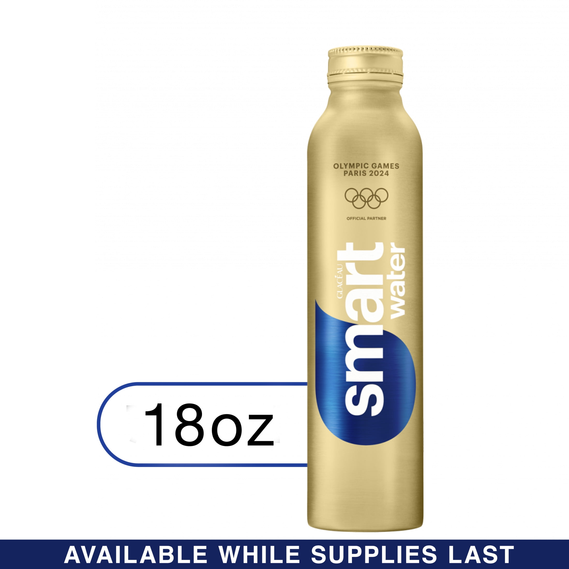 smartwater vapor-distilled water, one-of-a-kind gold bottle, 18 fl oz ...