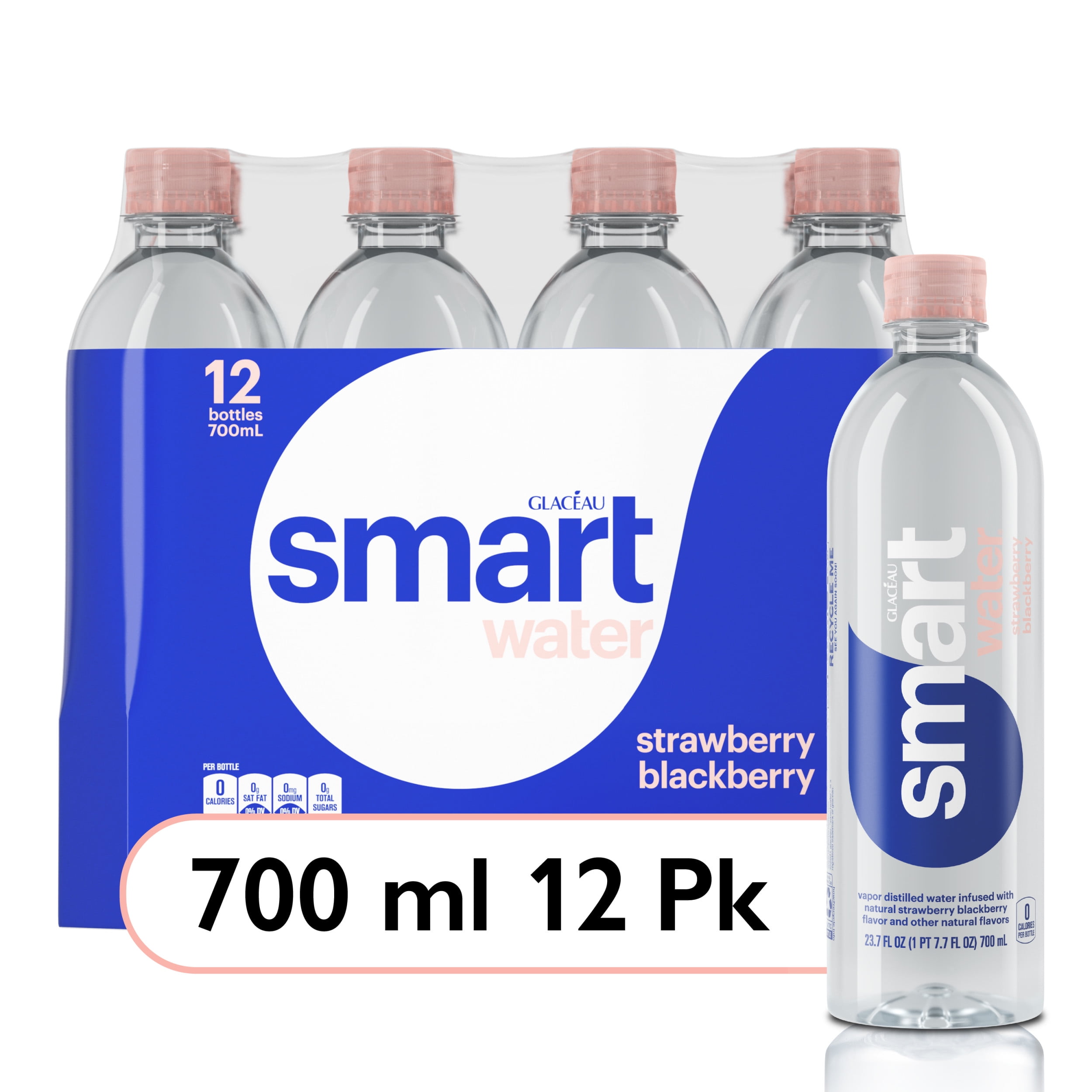 Smartwater Vapor Distilled Pure Drinking Water, Strawberry Blackberry ...