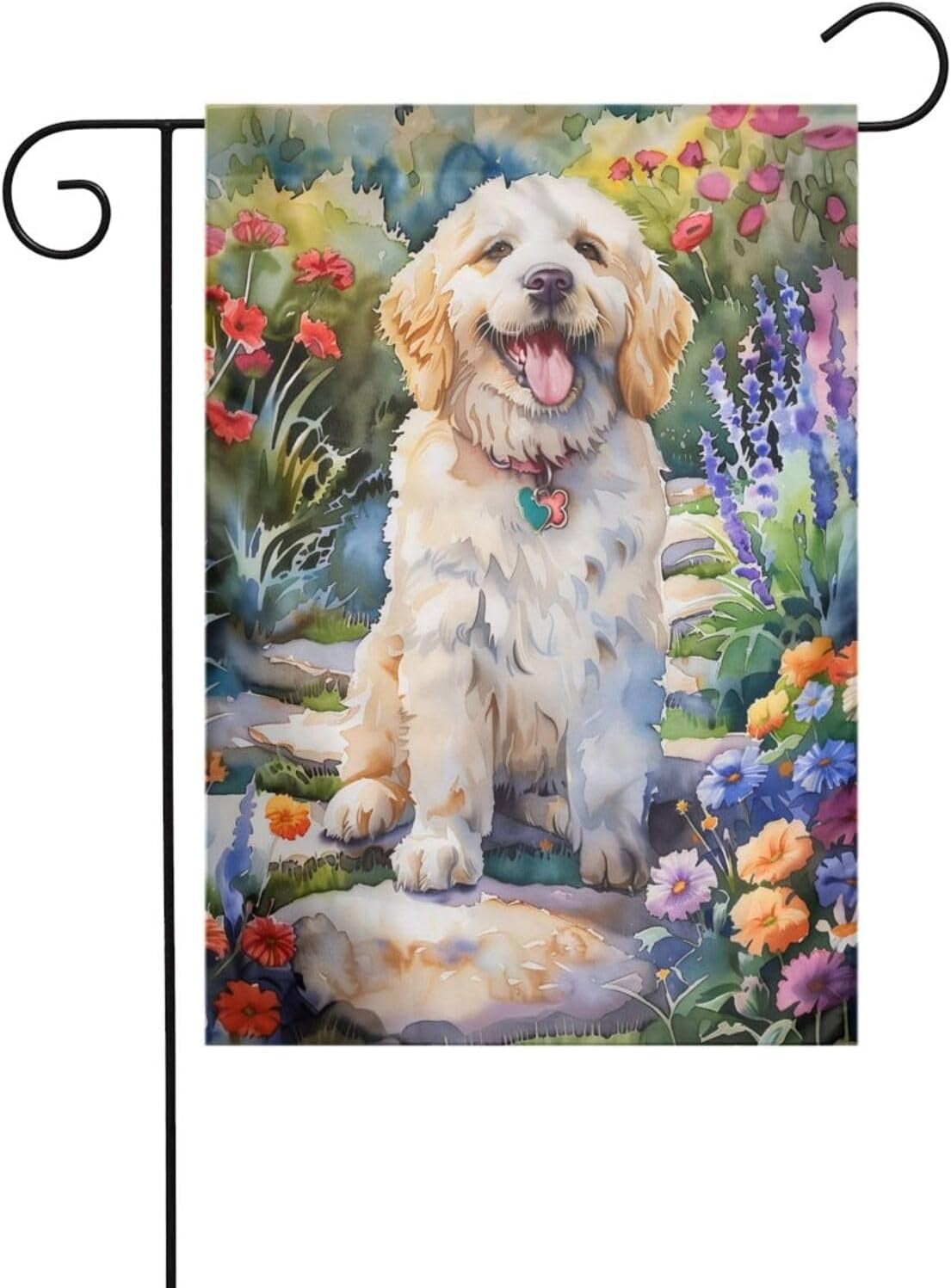 smiling Great Pyrenees puppy Garden Flags Double Sided,Garden Flags for ...