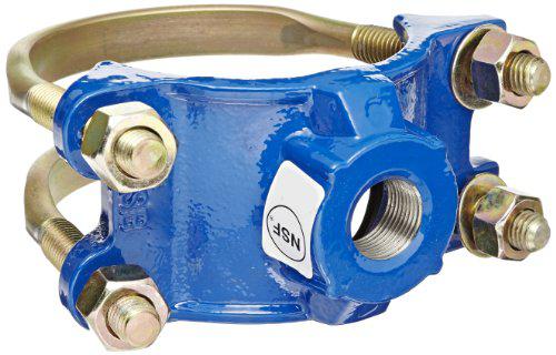 smith-blair ductile iron saddle clamp, double bale, 4" pipe size, 1 ...