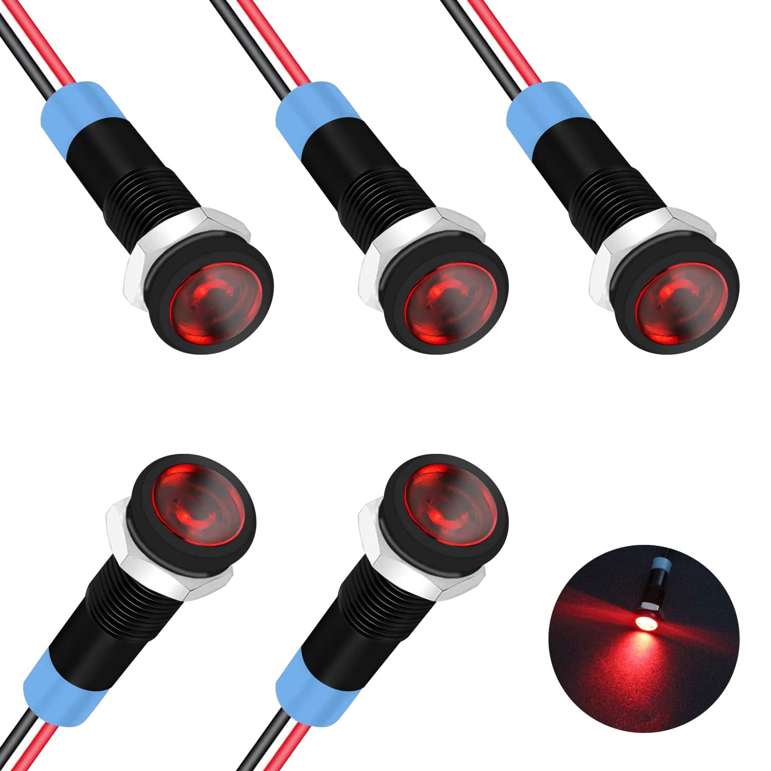 smseace 5Pack 1/4''(6mm) AC/DC12-24V LED Indicator BSL1 Light ...