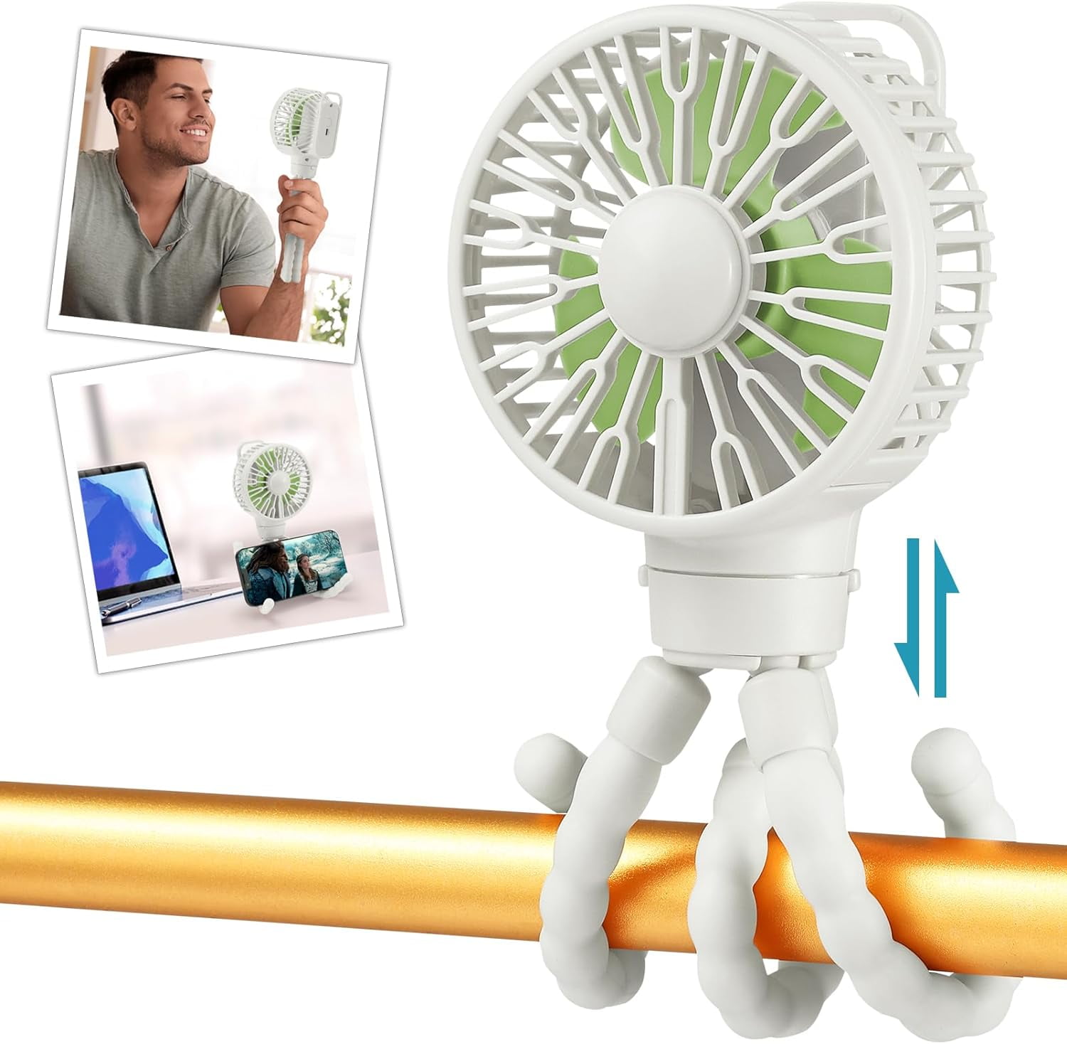 snawowo Mini Portable Stroller Fan, Battery Operated Personal Small ...