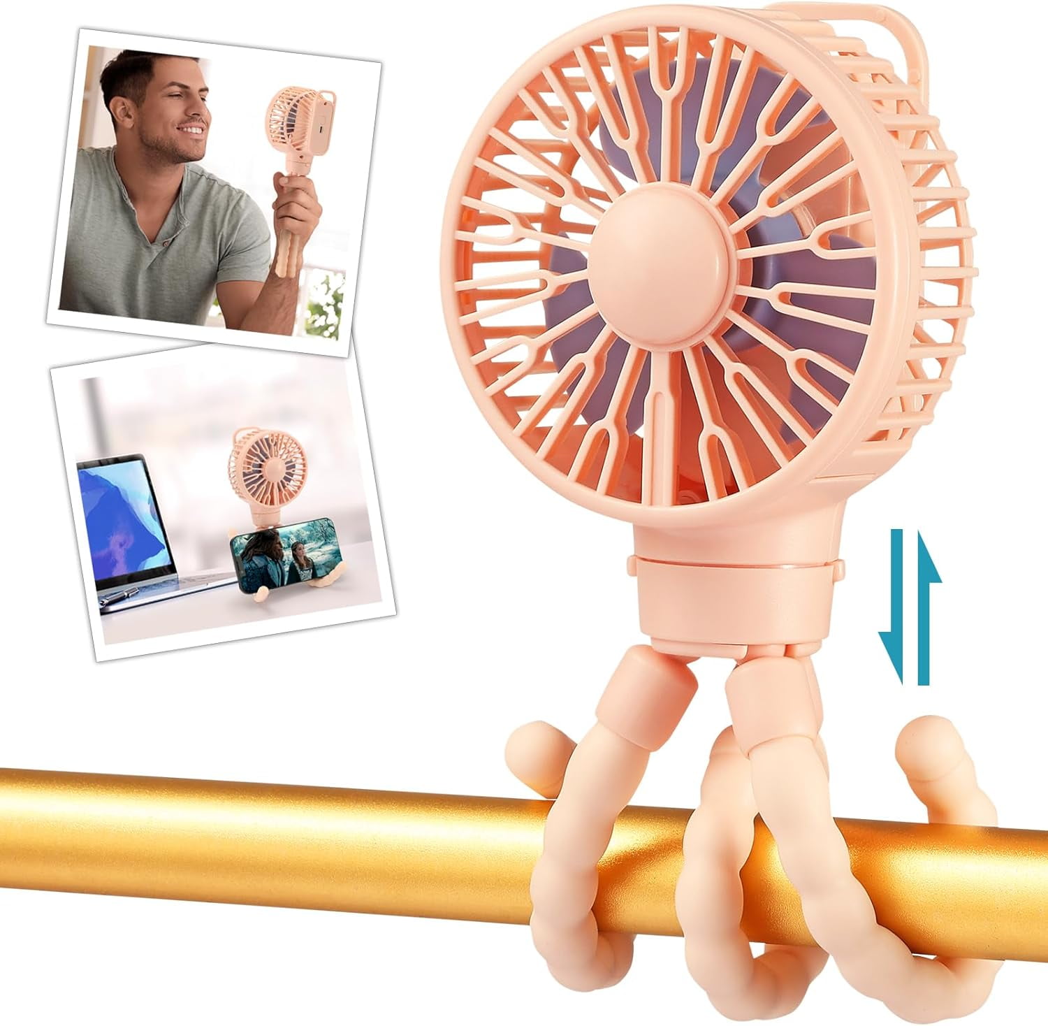 snawowo Mini Portable Stroller Fan, Battery Operated Personal Small ...