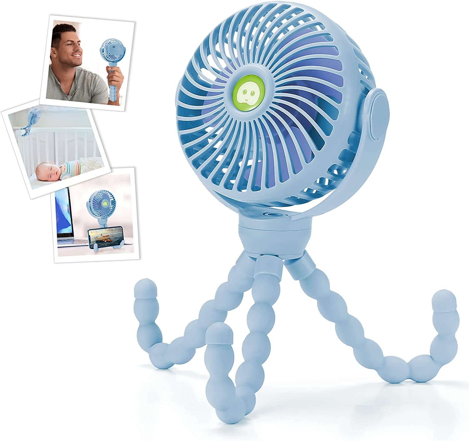 snawowo Upgraded Portable Baby Stroller Fan, 360°Rotate Rechargeable ...