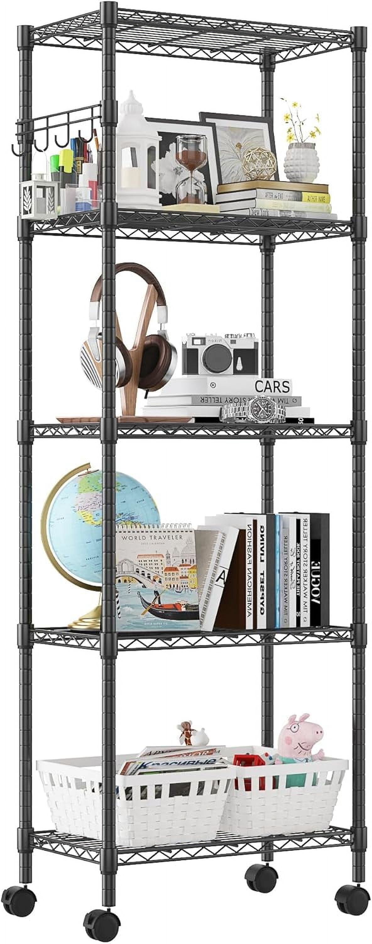 snbywihxnm 5 Tier Metal Storage Shelves with Wheels Heavy Duty Wire ...