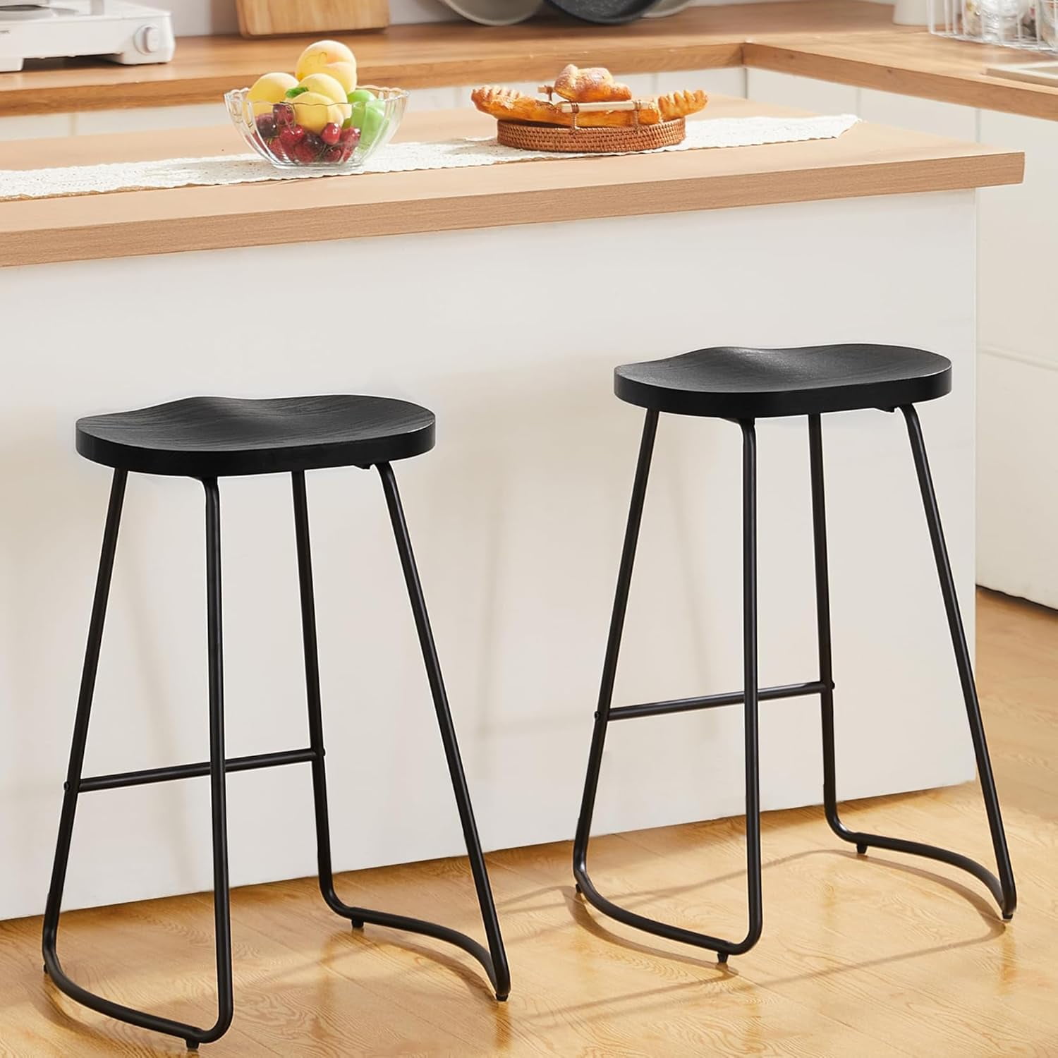 snbywihxnm Bar Stools Saddle Seat Bar Stools with Metal Legs Rustic ...