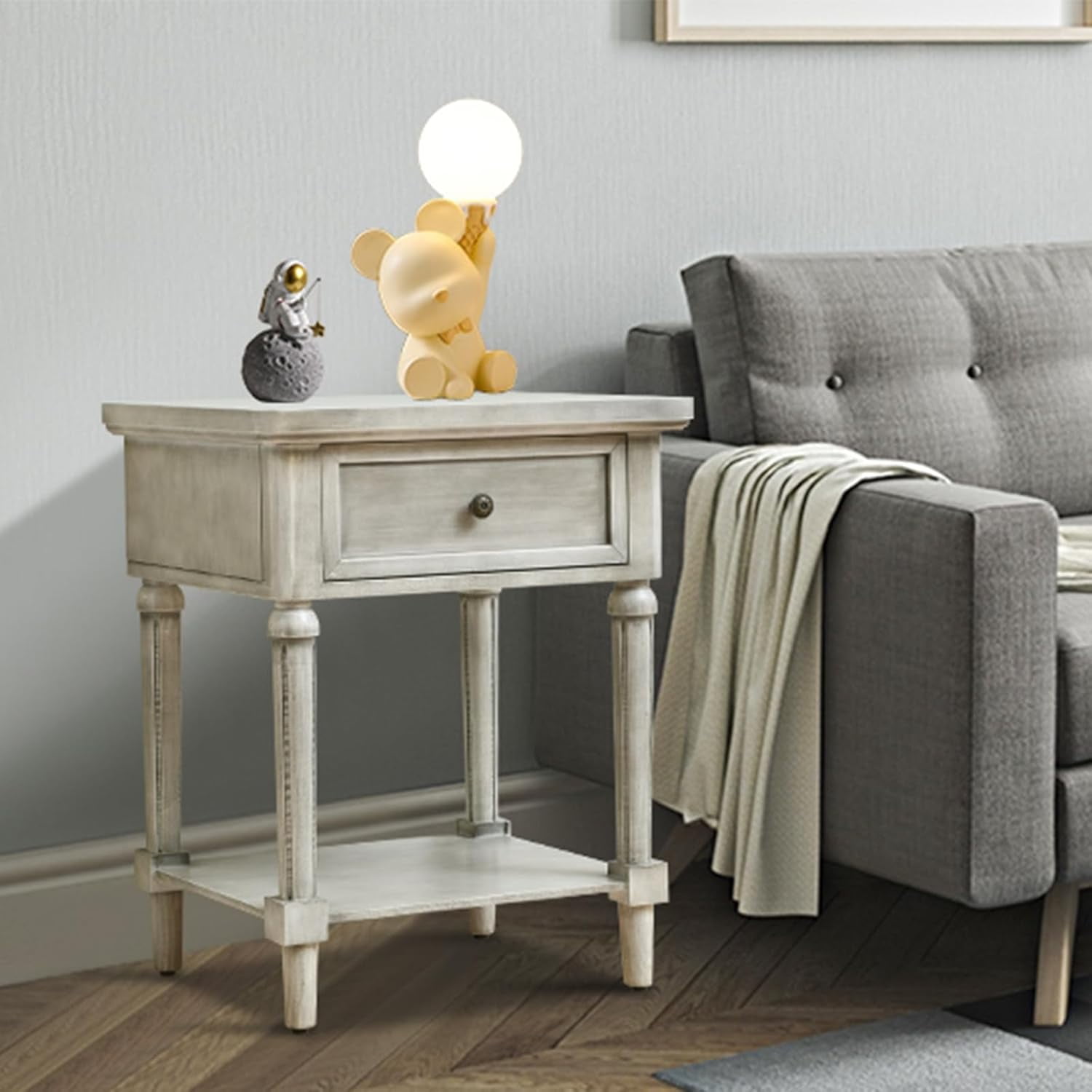 snbywihxnm Farmhouse End Table with Solid Wood Crossed Legs Round Boho ...