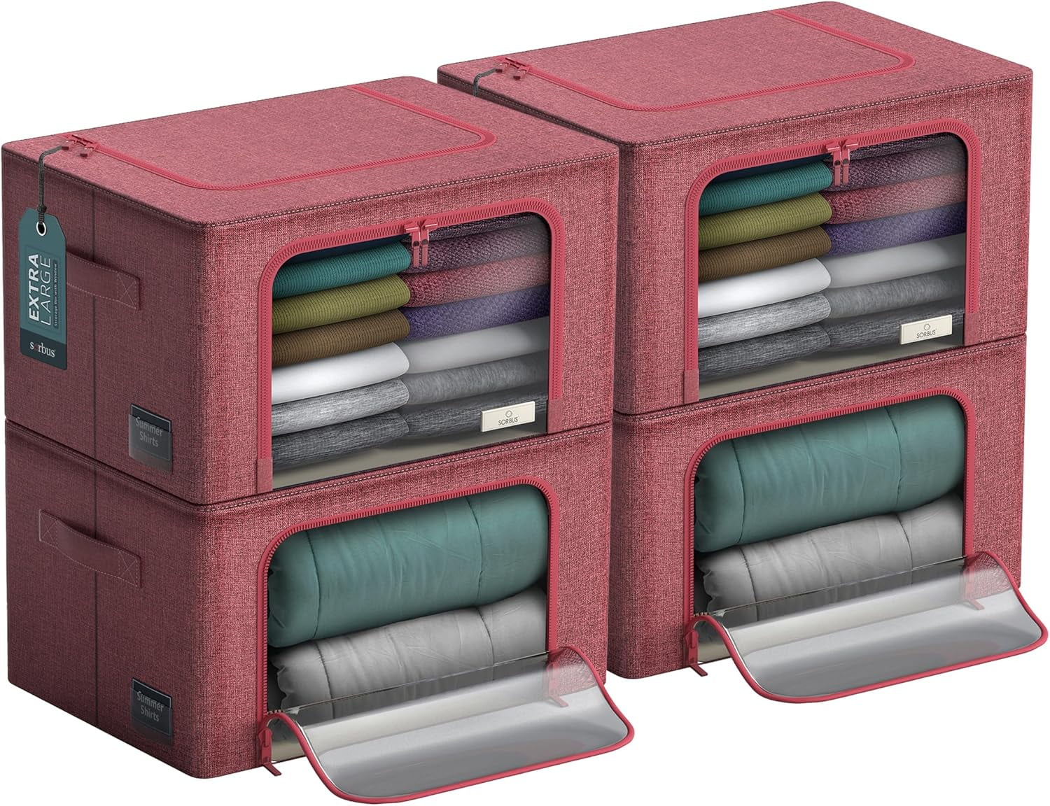 snbywihxnm Jumbo Storage Bins with Metal Frame - Fabric Storage ...