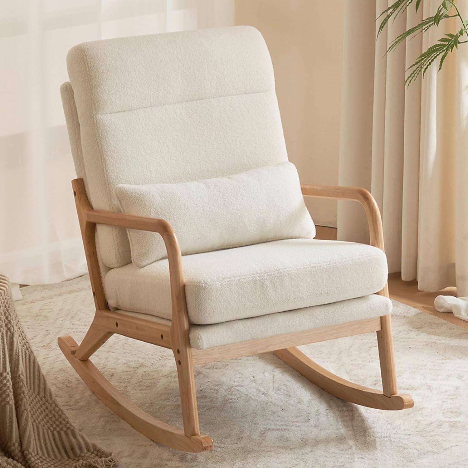 snbywihxnm Nursery Rocking Chair Removable Glider Rocker High Backrest ...