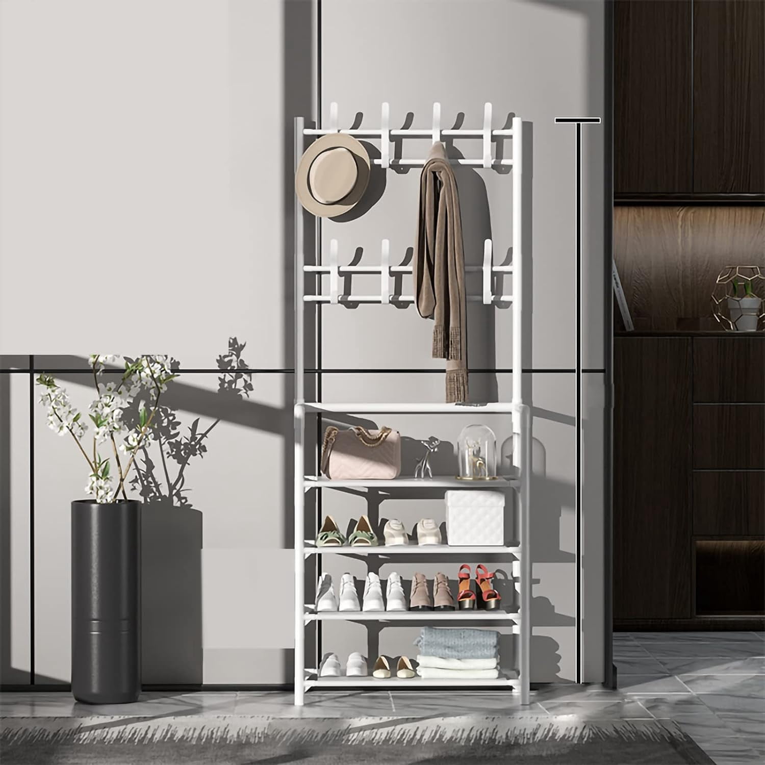 snbywihxnm Standing Metal Clothes Garment Hanging Storage Shelf Hanger ...