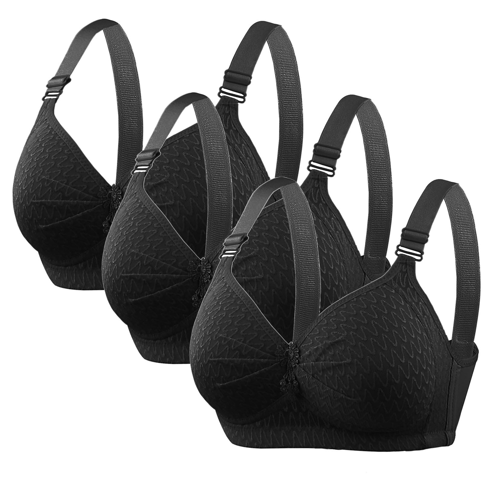 snilers 3 Pack Daisy Bras for Older Women Front Closure Sports Bra No ...