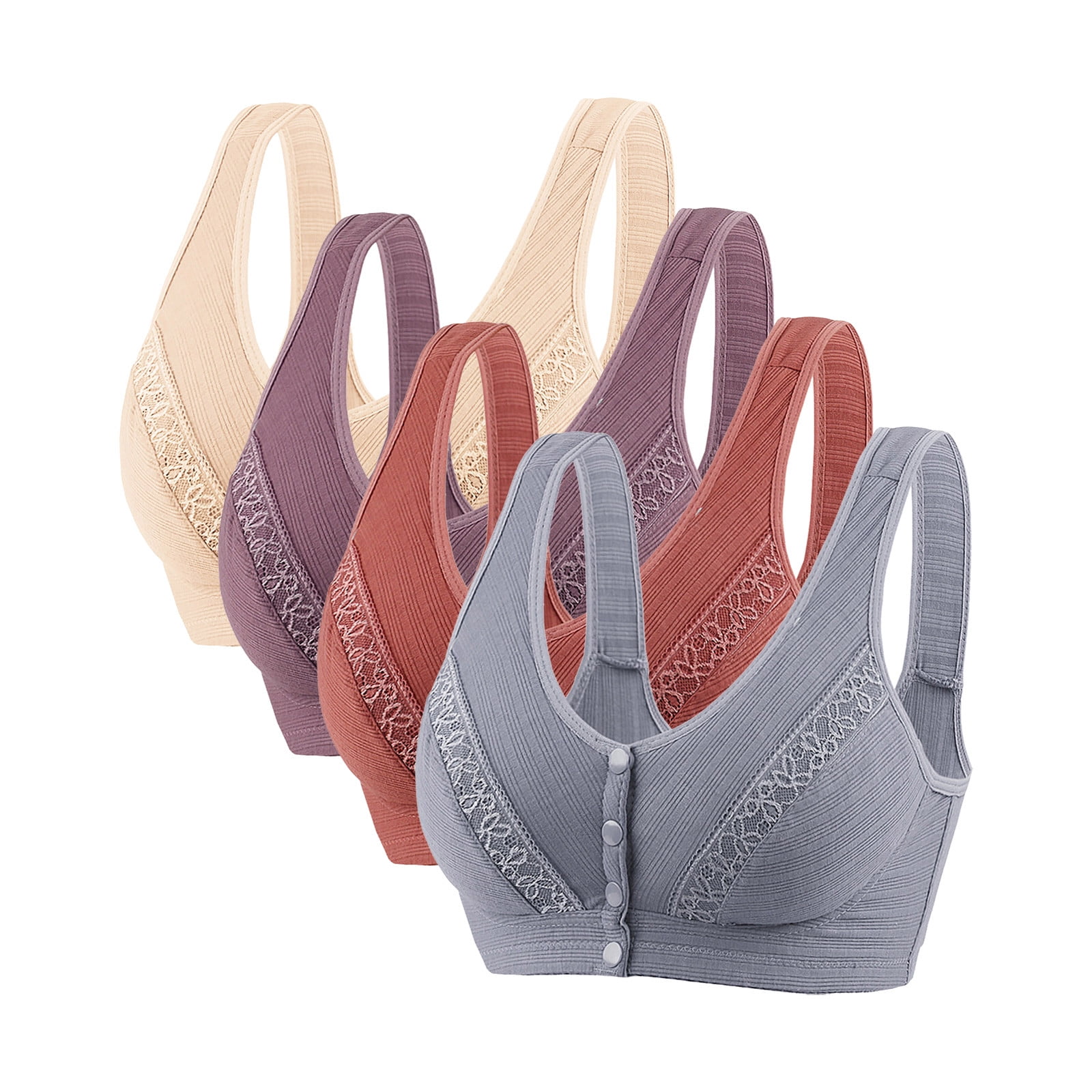 snilers 4 Pack Push Up Bras for Women Front Closure No Underwire ...