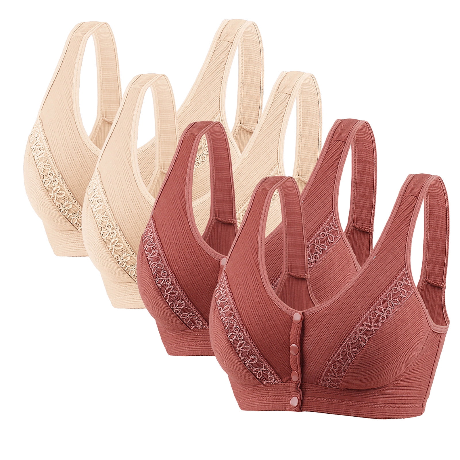 snilers 4 Pack Push Up Bras for Women Front Closure No Underwire ...