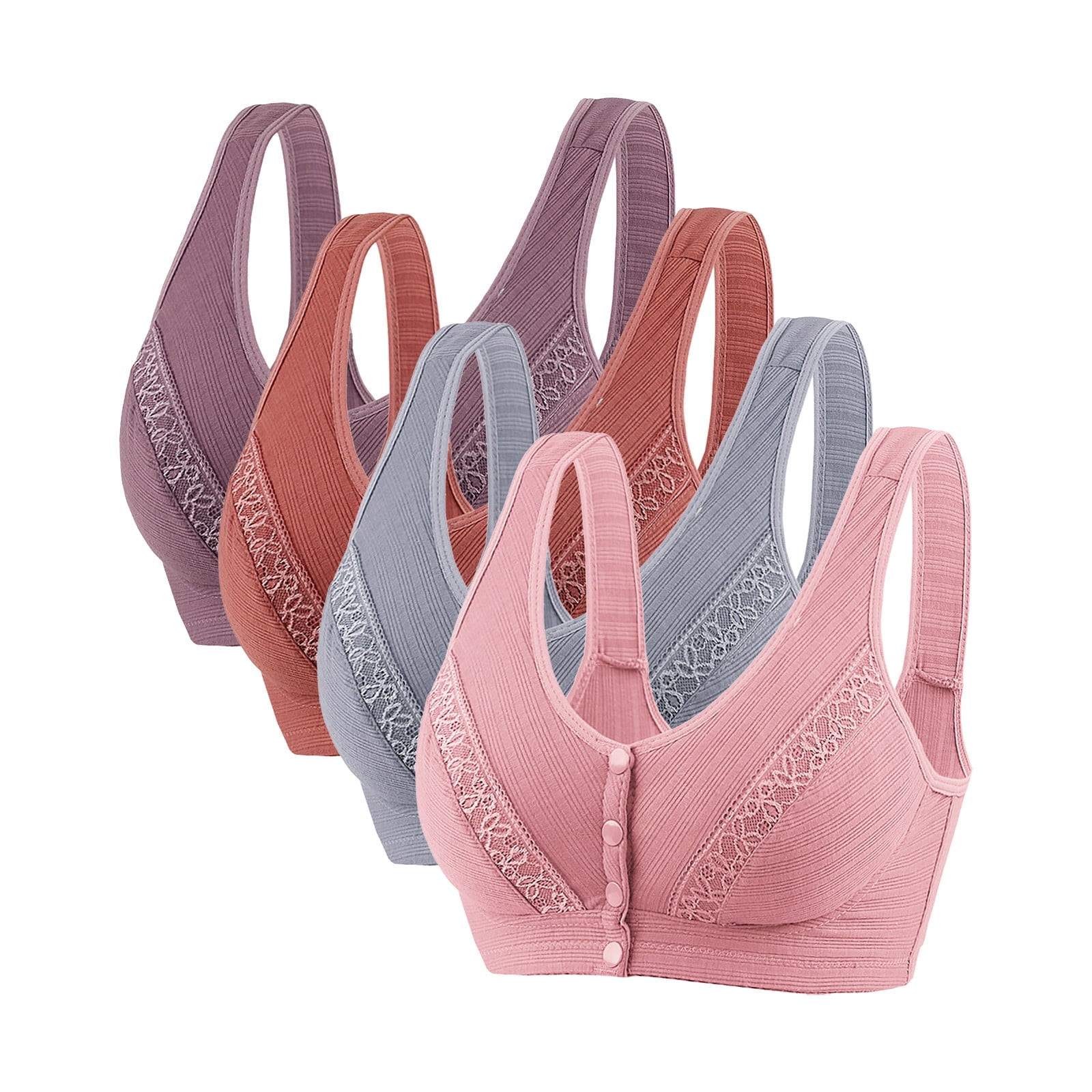 snilers 4 Pack Push Up Bras for Women Front Closure No Underwire ...