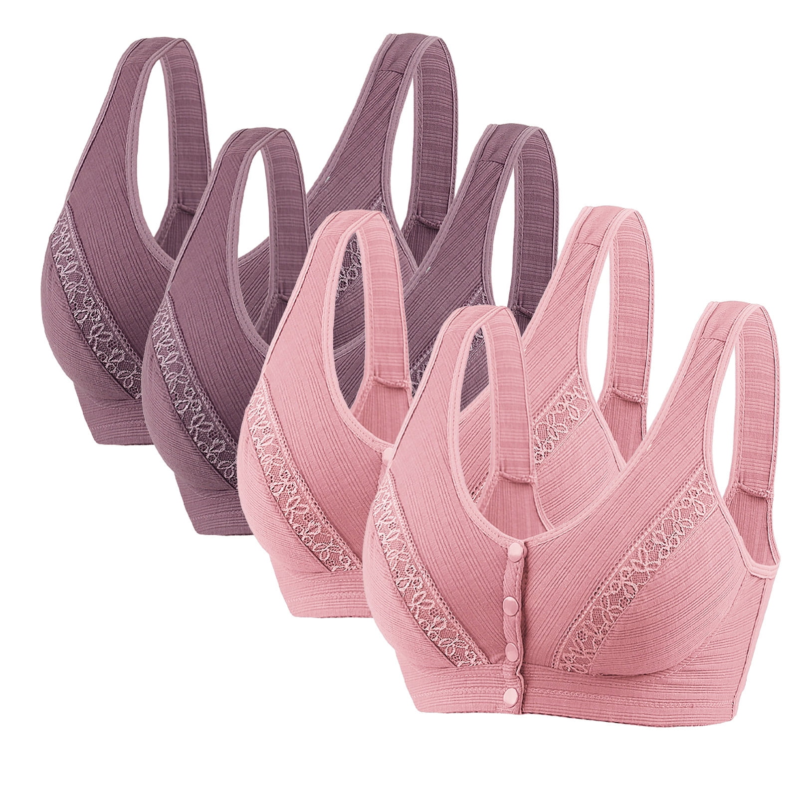 snilers 4 Pack Push Up Bras for Women Front Closure No Underwire ...