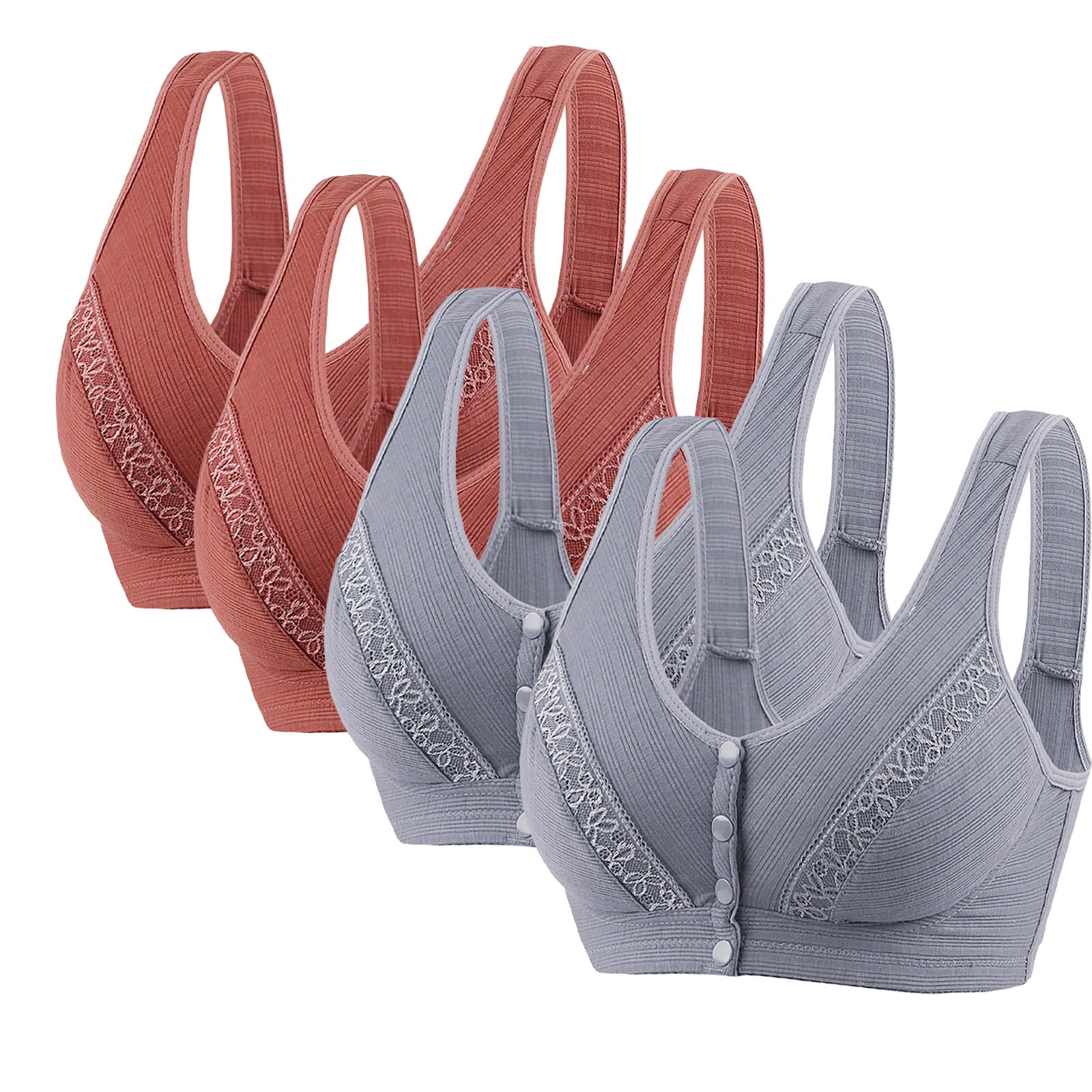 snilers 4 Pack Push Up Bras for Women Front Closure No Underwire ...