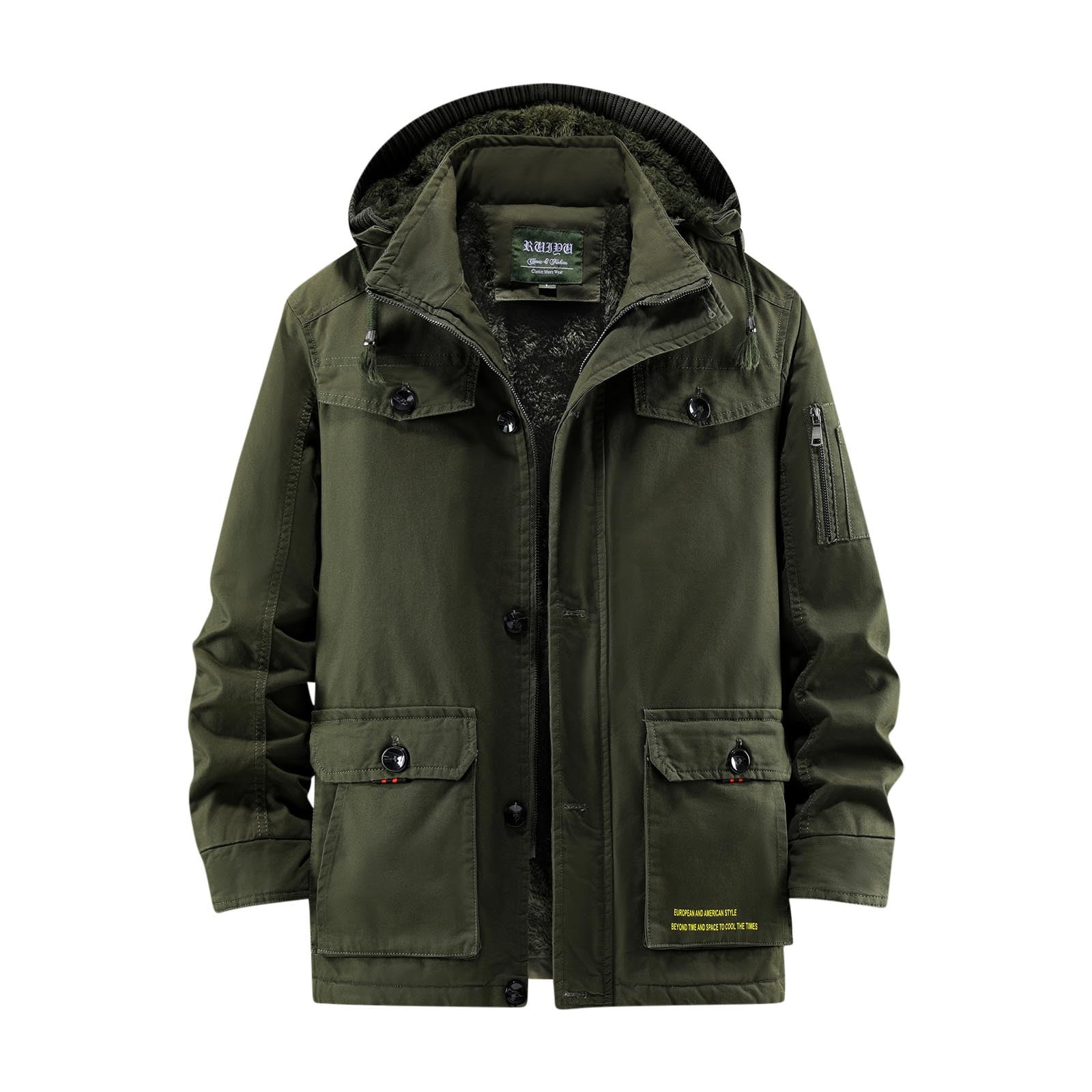 snilers Big and Tall Mens Jacket Button Up Hooded Fleece Lined Parka ...