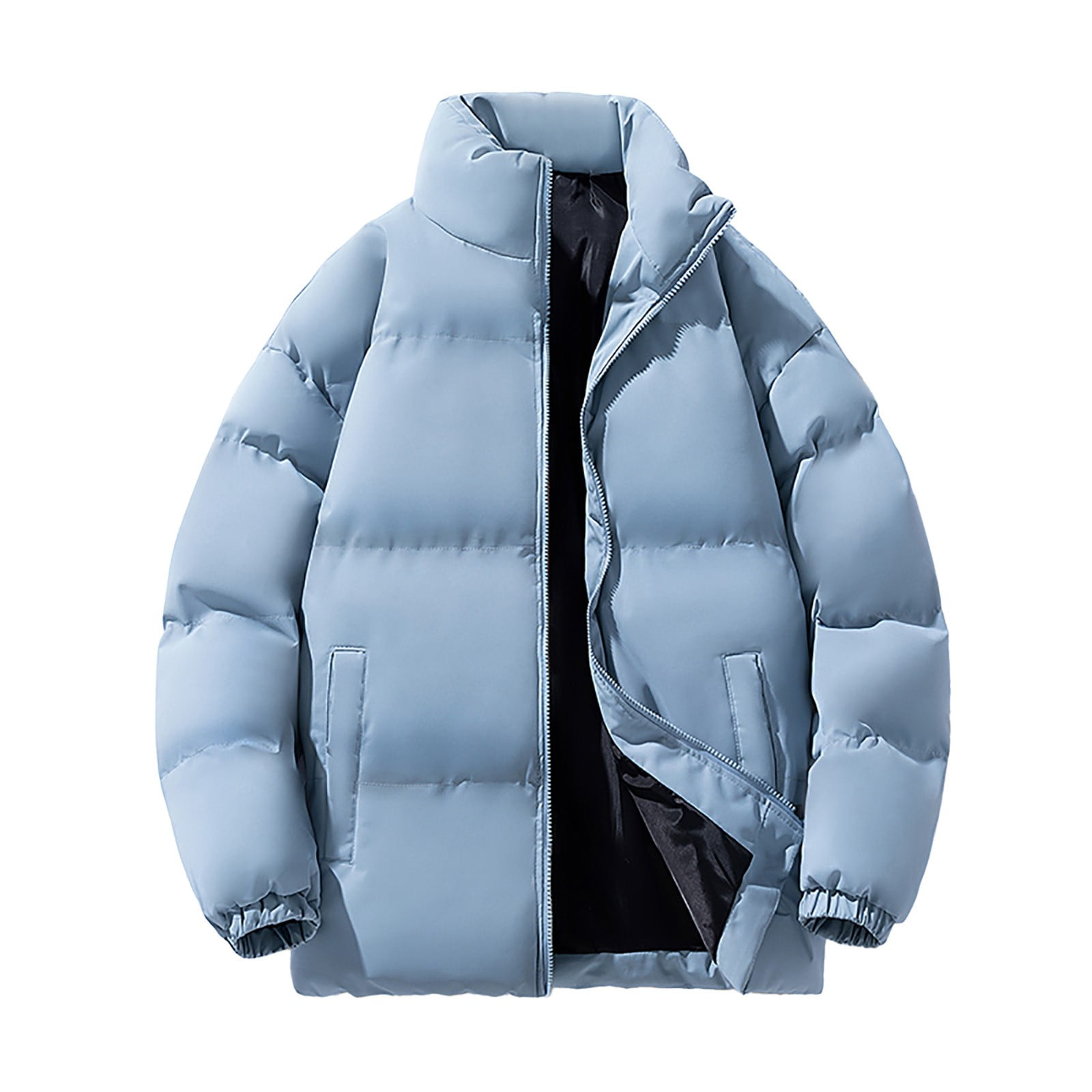 snilers Big and Tall Mens Puffer Jacket Stand Collar Full Zip Solid ...