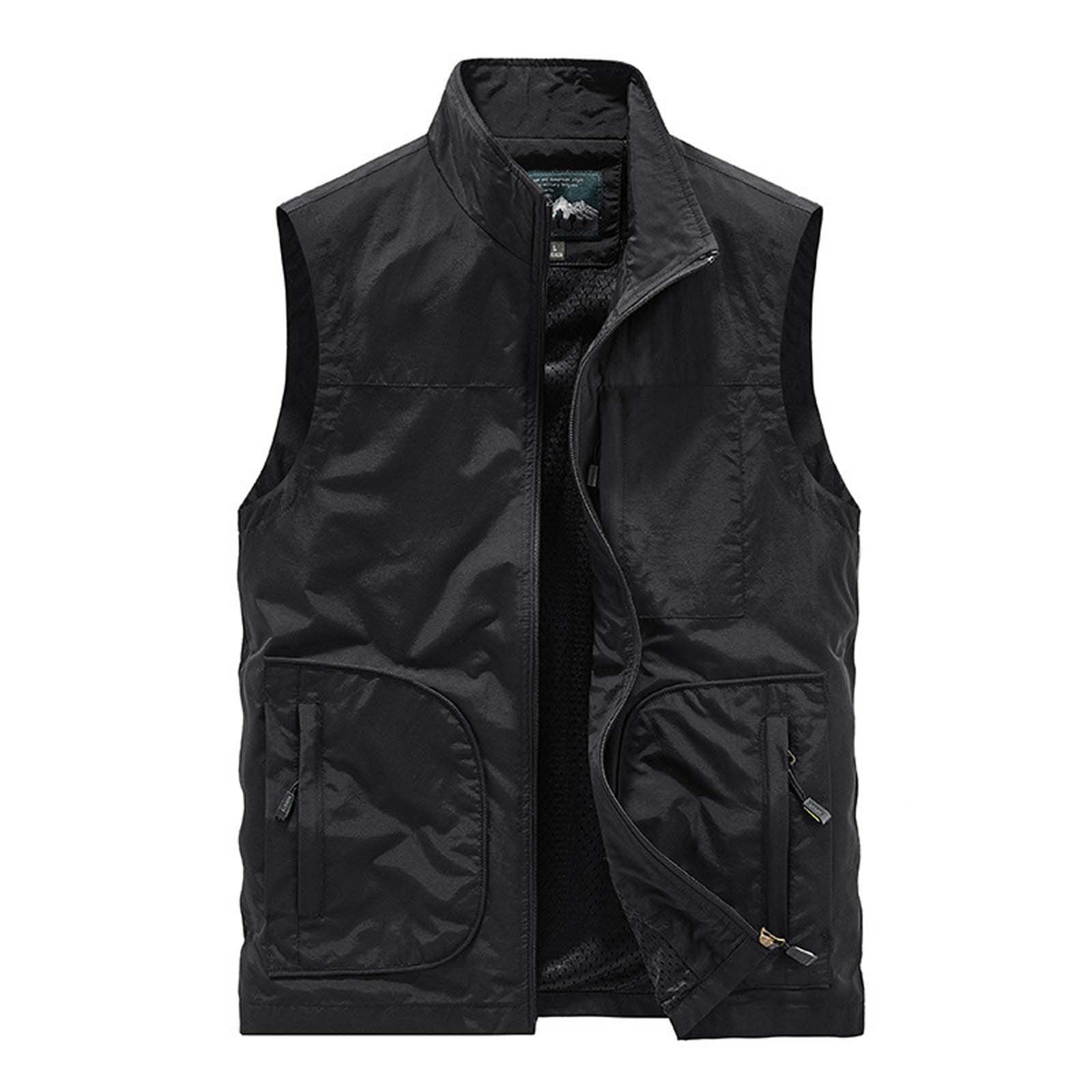 snilers Big and Tall Vest for Men Stand Collar Zip Up Sleeveless ...