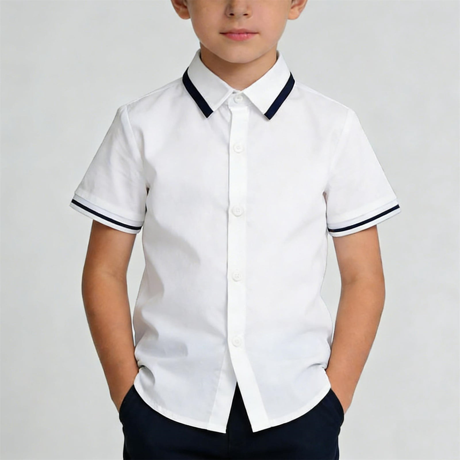 snilers Boys Button Down Shirt Casual Color Block Long Sleeve Collared ...