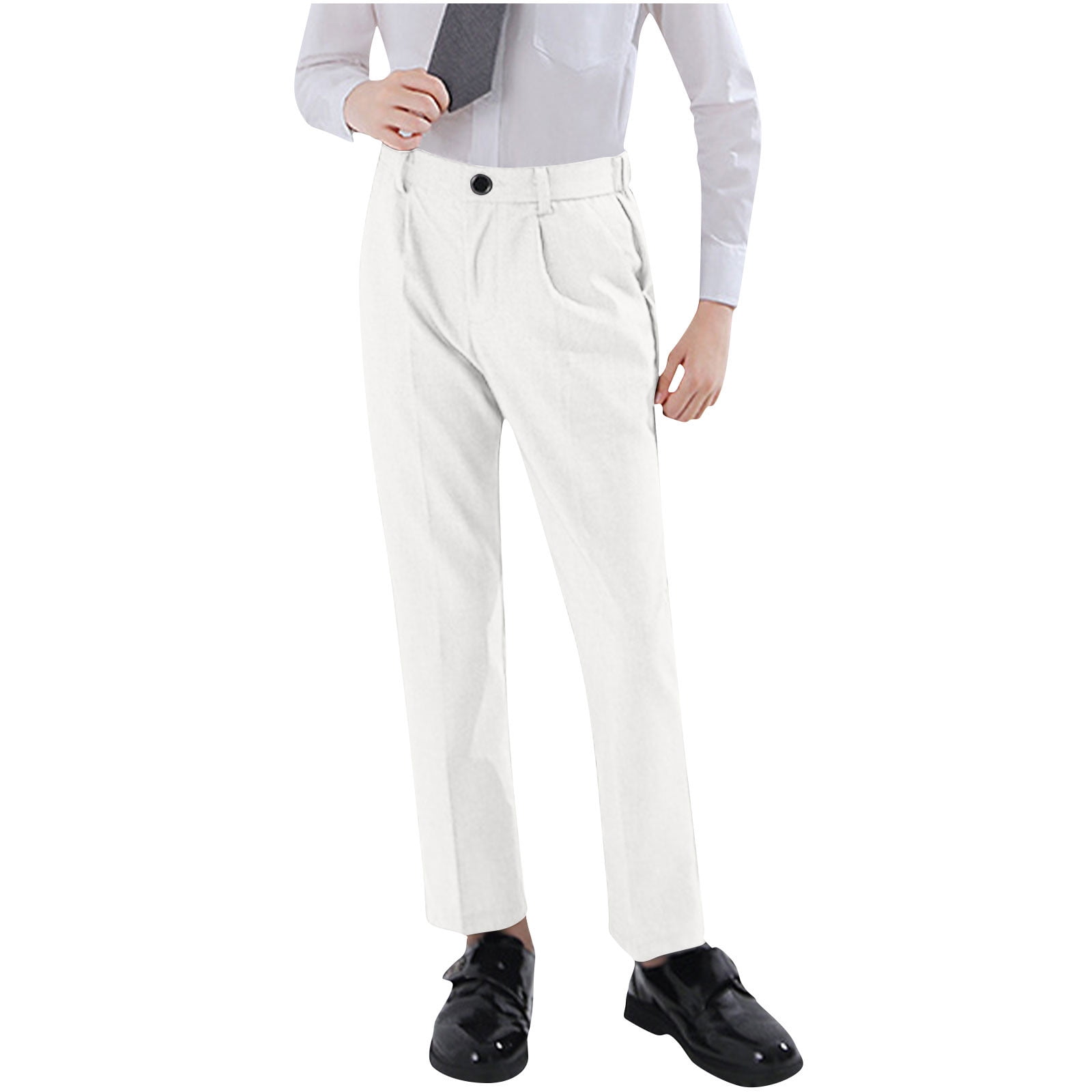 snilers Boys Dress Pants Kids Uniform Pants Slim Fitted Formal Trousers with Belt Loops Middle ...