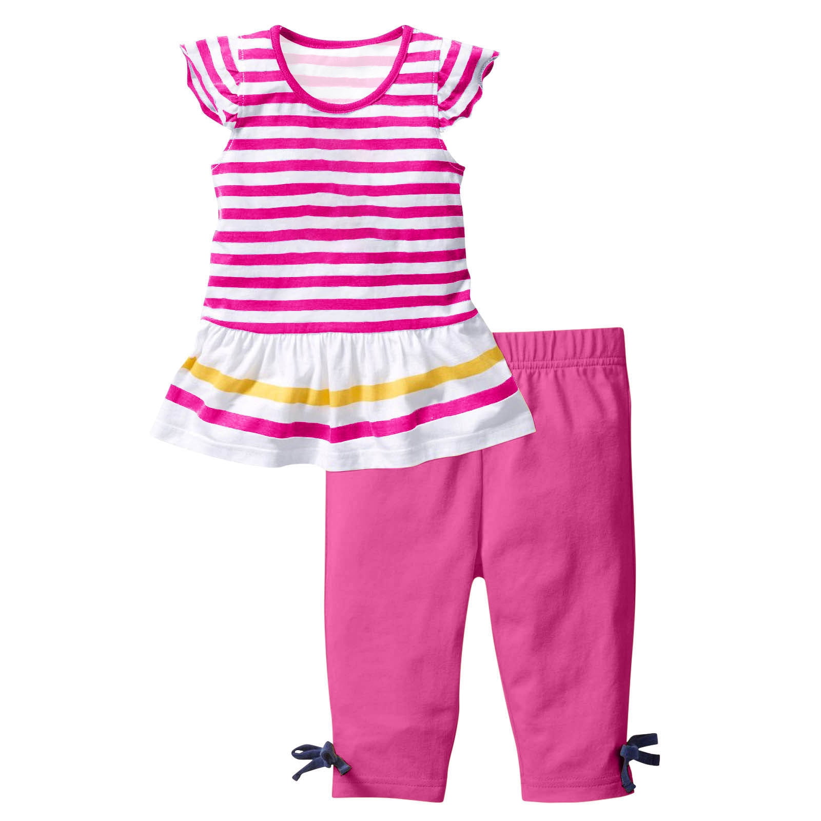 snilers Girls Clothes Ruffle Short Sleeve Striped T Shirts and Capris ...