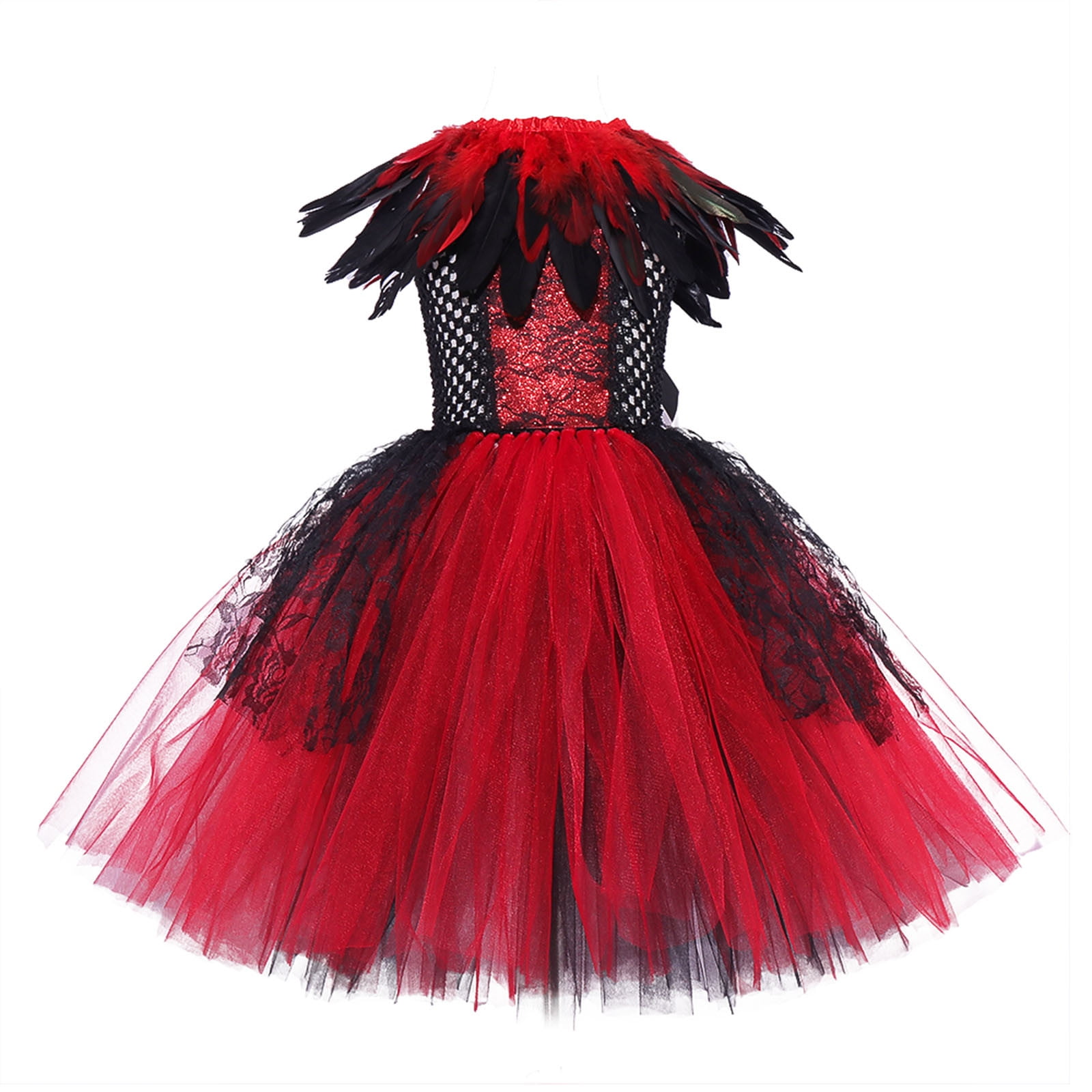 snilers Girls Halloween Dresses Mesh A Line Tiered Dress Puff Sleeve ...