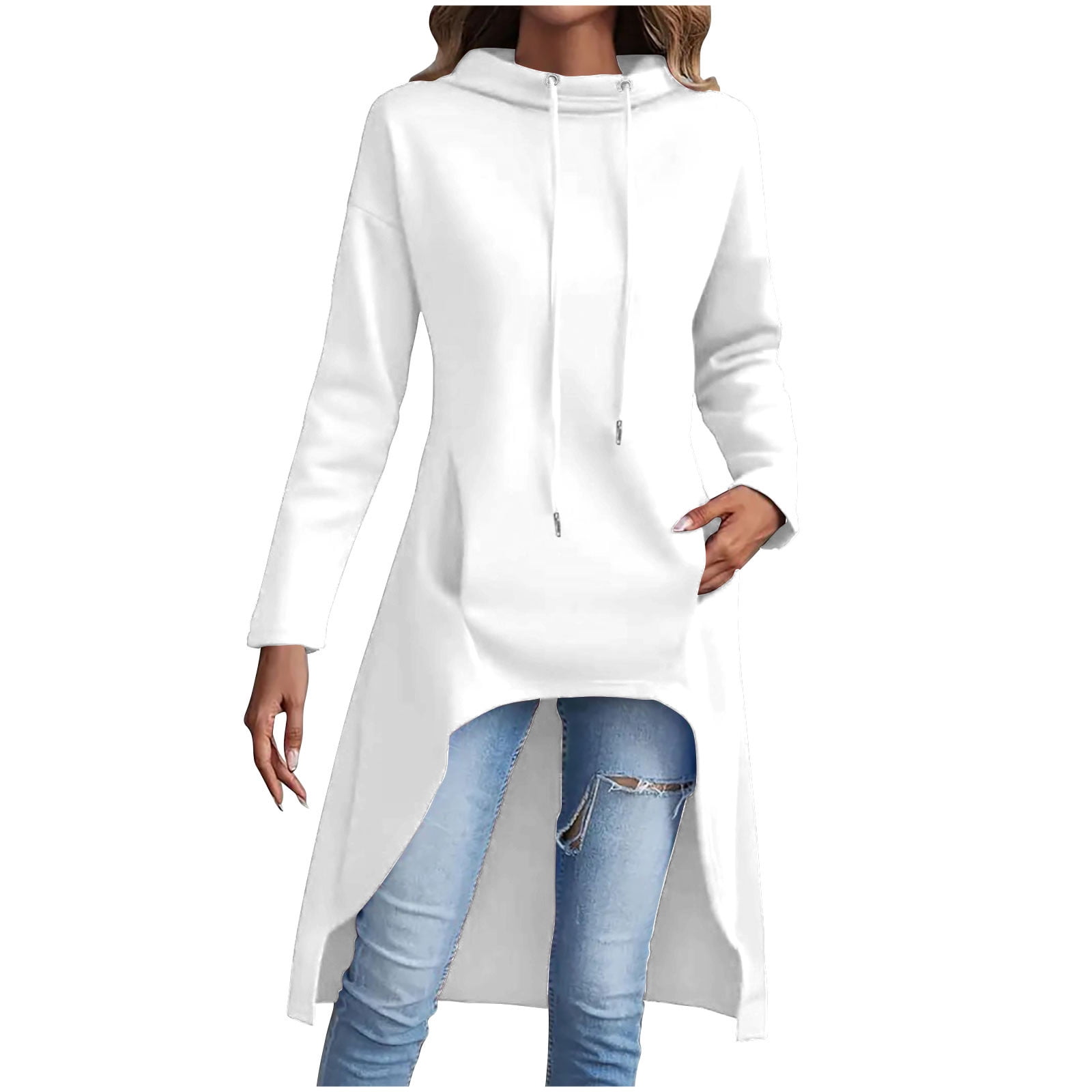 snilers Hoodies for Women Long Sleeve Irregular Hem Hooded Pullover ...