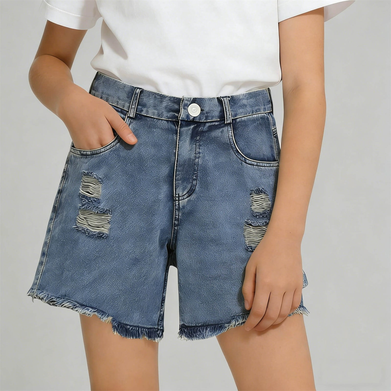 snilers Jean Shorts for Girls Teens High Waisted Frayed Hem Ripped ...