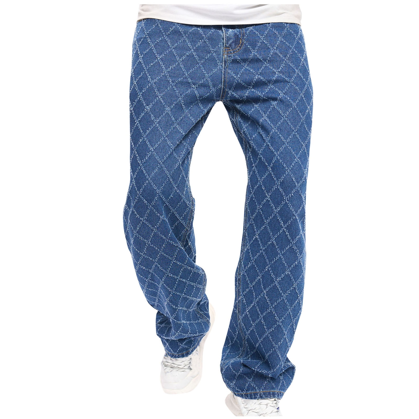snilers Jeans for Men Elastic Waist Straight Wide Leg Reticulate Denim ...