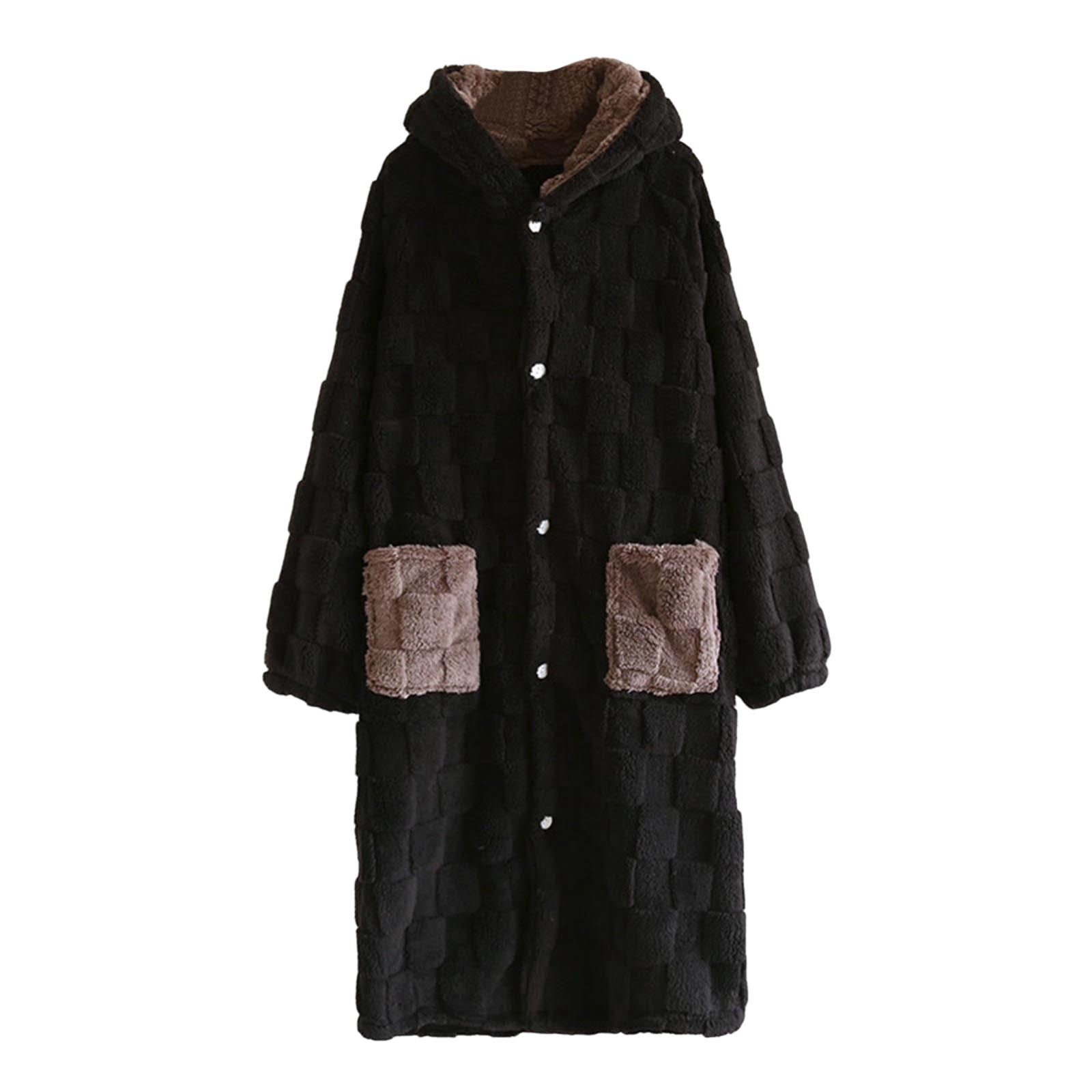 snilers Mens Robe Casual Loose Button Down Fleece Jacket Soft Comfy ...