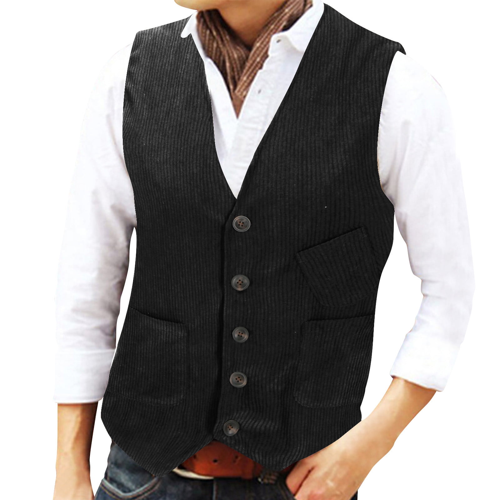 snilers Mens Vests Corduroy Single Breasted V Neck Ribbed Fall Winter ...