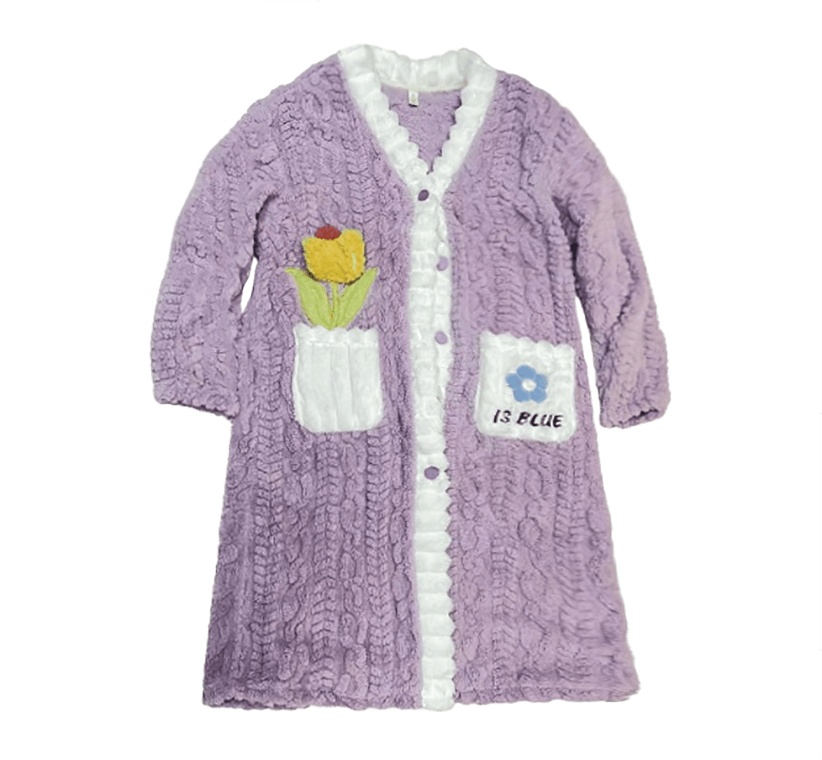 snilers Robes for Women Flannel Long Sleeve Button Up Cute Bathrobes ...