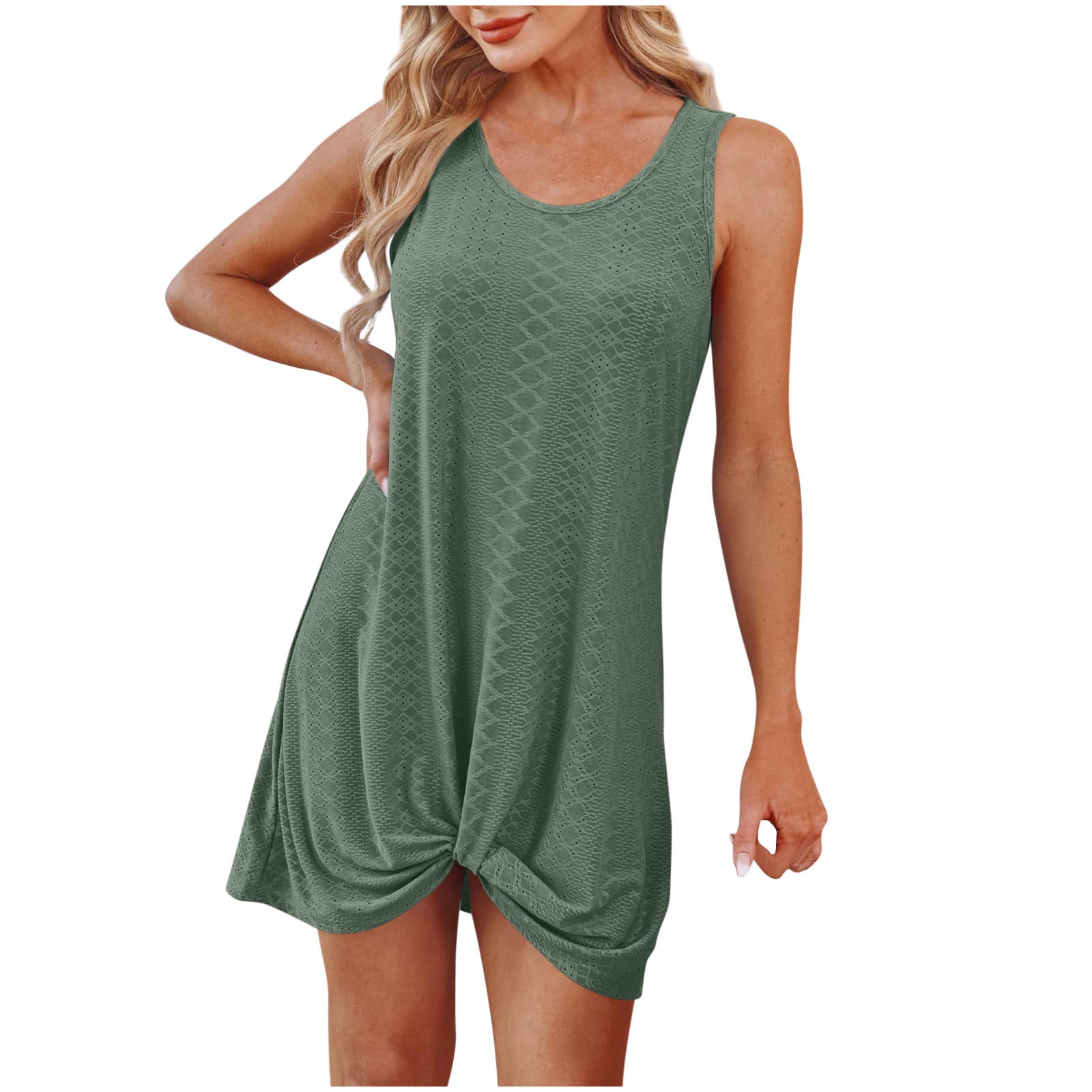snilers Summer Sundress for Women Sleeveless Crew Neck Swimsuit Cover ...