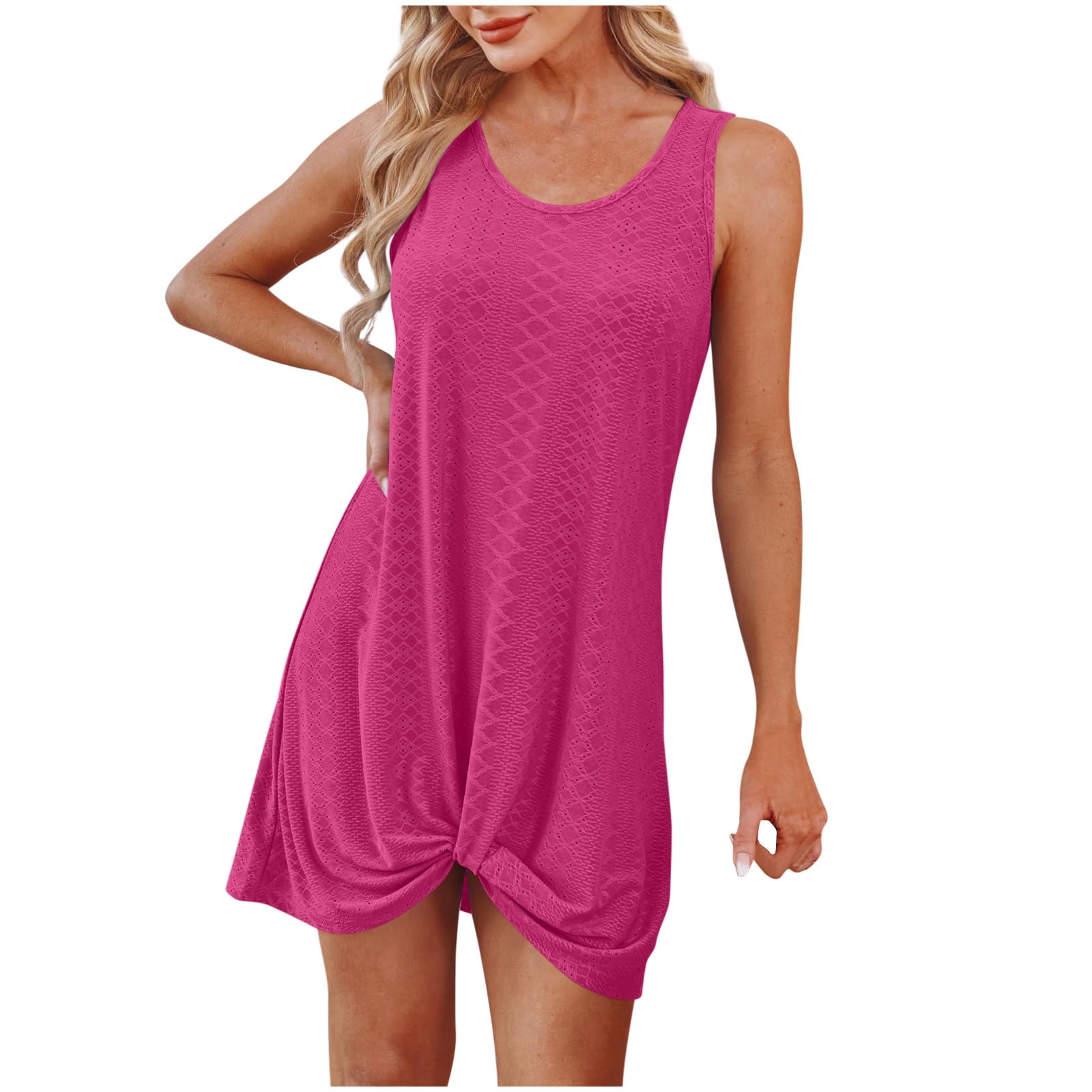 snilers Summer Sundress for Women Sleeveless Crew Neck Swimsuit Cover ...