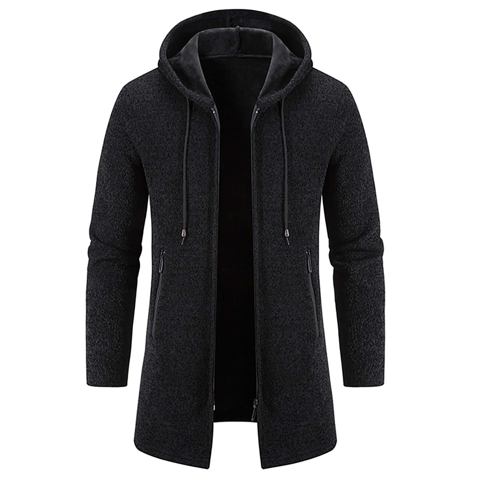 snilers Sweater Coats Men's Knit Fleece Lined Thicken Jacket Hooded ...