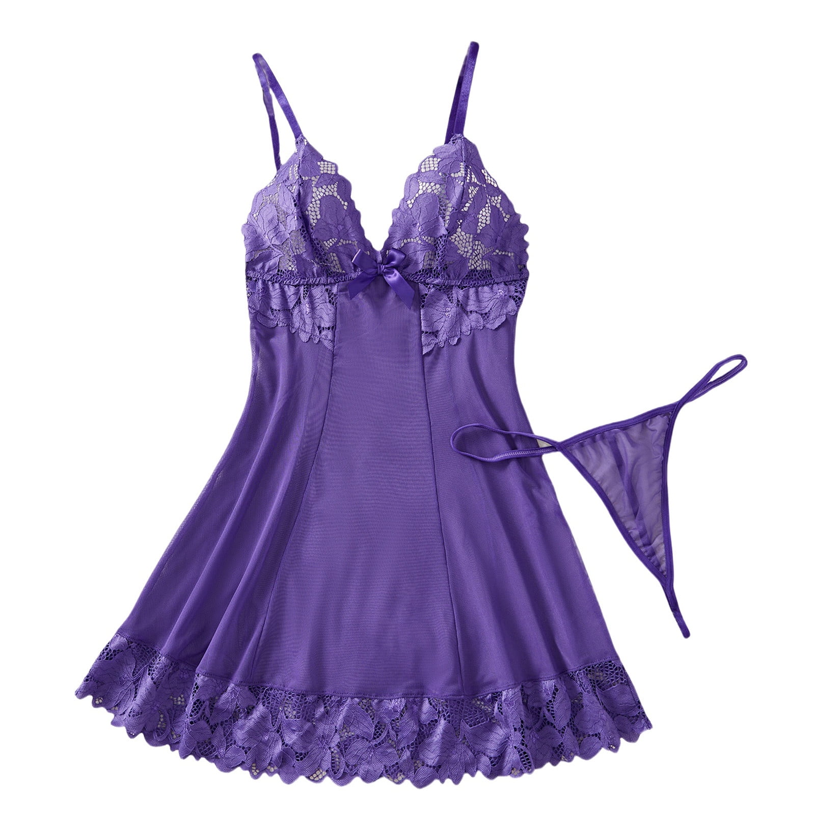 snilers Women's Lace Pajamas Set 2 Piece Eyelet Spaghetti Strap Sheer ...