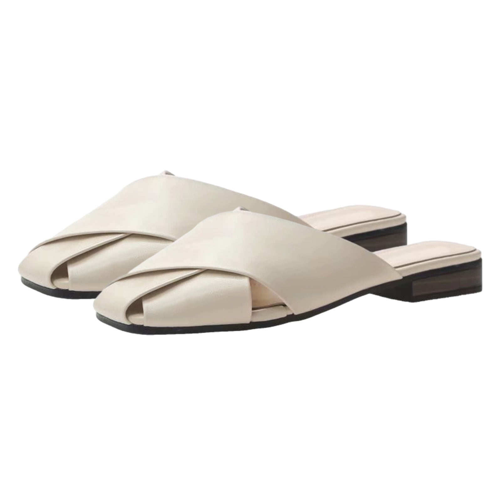 snilers Women's Slide Sandal Backless Slip On Cross Strappy Flat Sandal ...