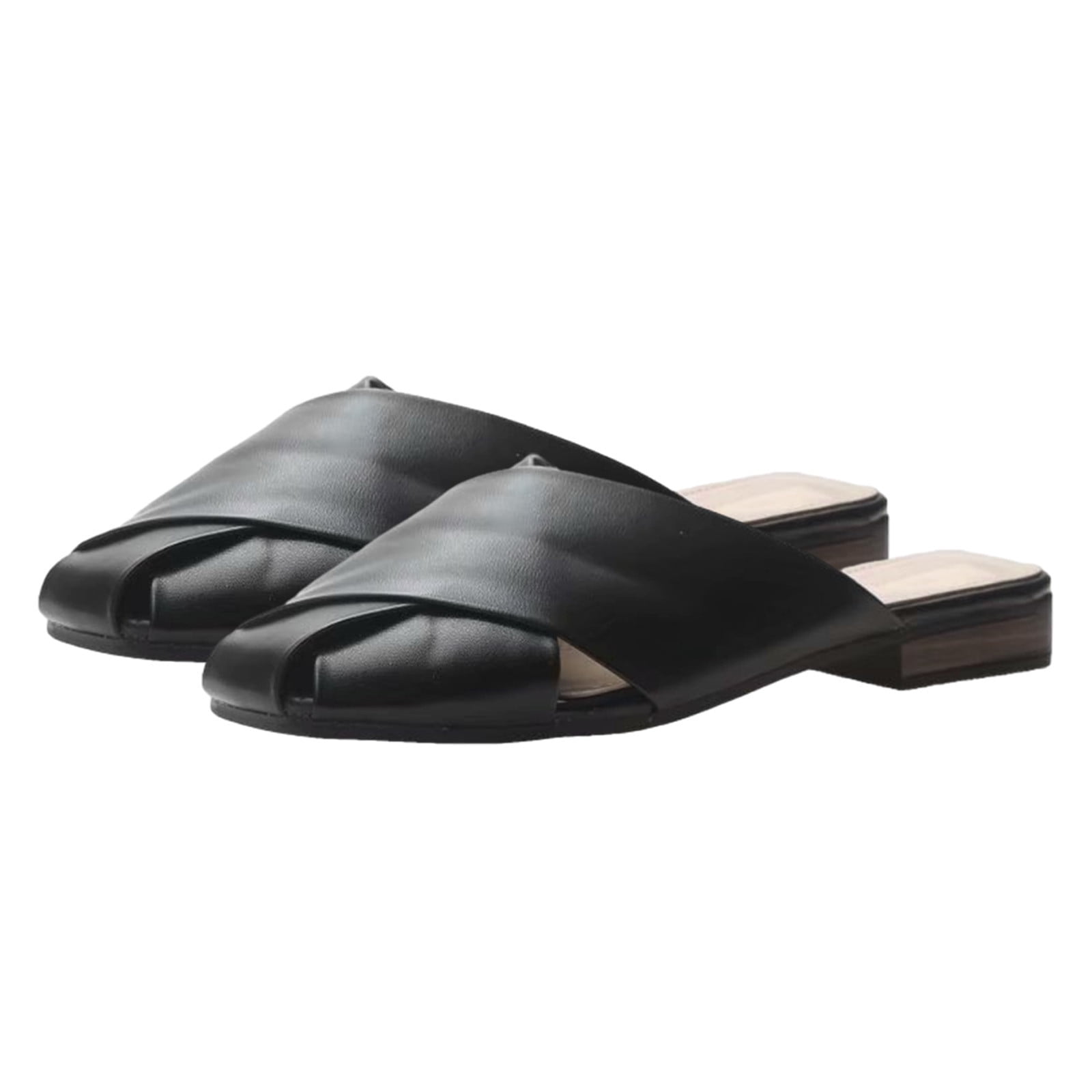 snilers Women's Slide Sandal Backless Slip On Cross Strappy Flat Sandal ...