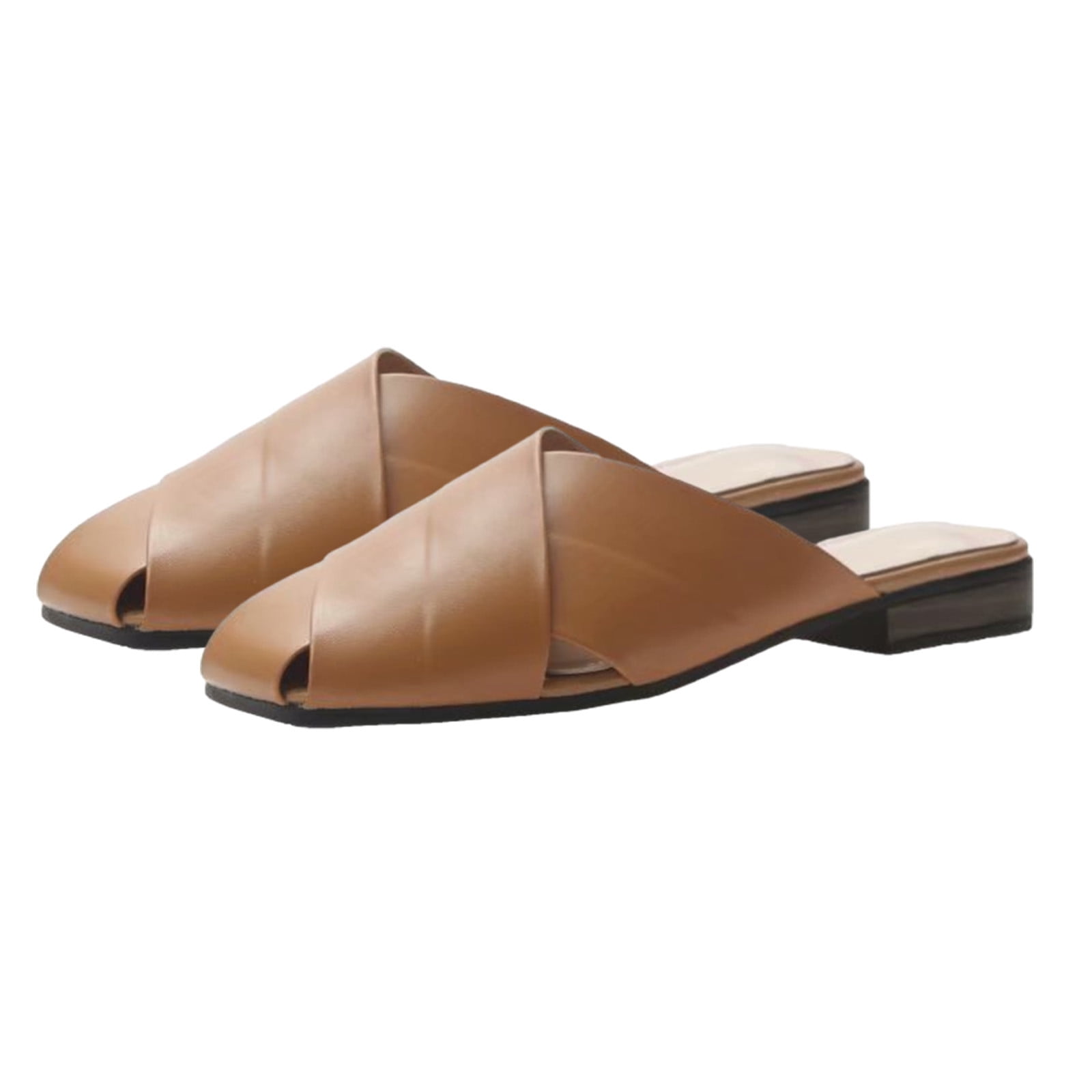 snilers Women's Slide Sandal Backless Slip On Cross Strappy Flat Sandal ...