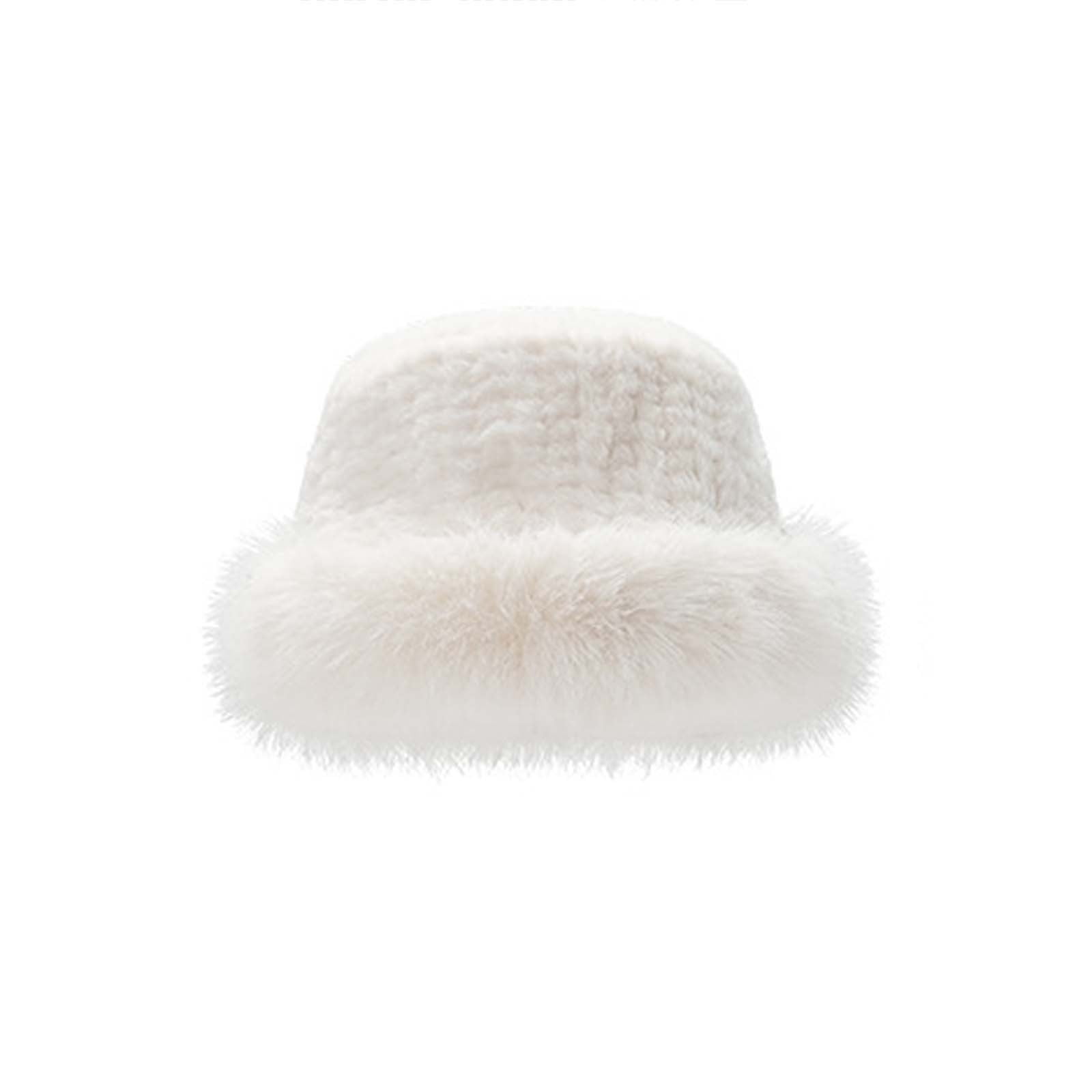 snilers Womens Bucket Hat Fuzzy Faux Fur Thickening Winter Soft Cosy ...