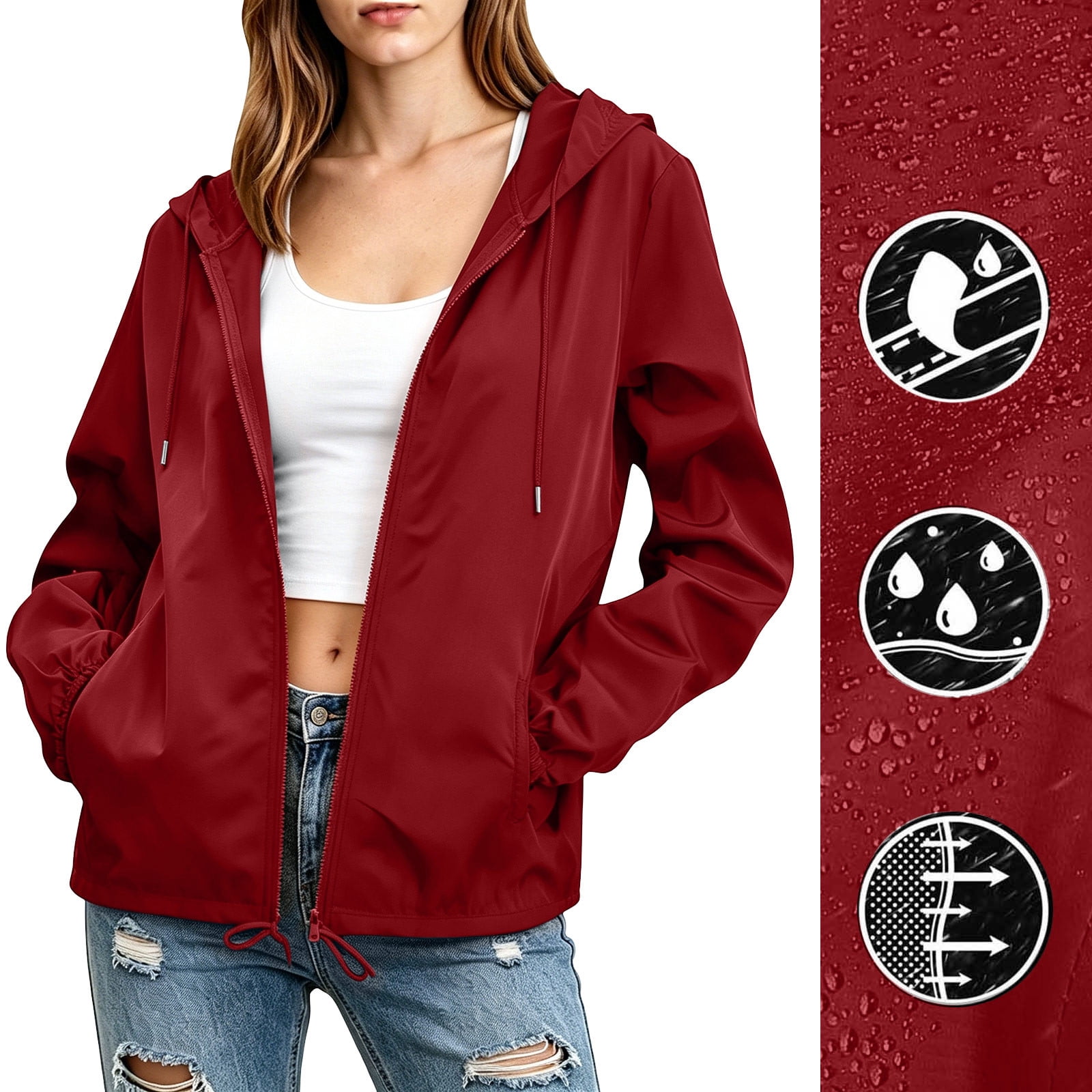 snilers Womens Rain Jacket Waterproof Lightweight Raincoat with Hood ...
