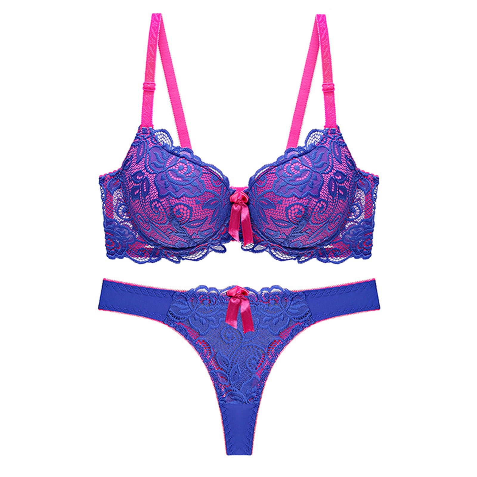 snilers Womens Bras Set Push Up Bra and Panty Set Lace Color Block Bra ...