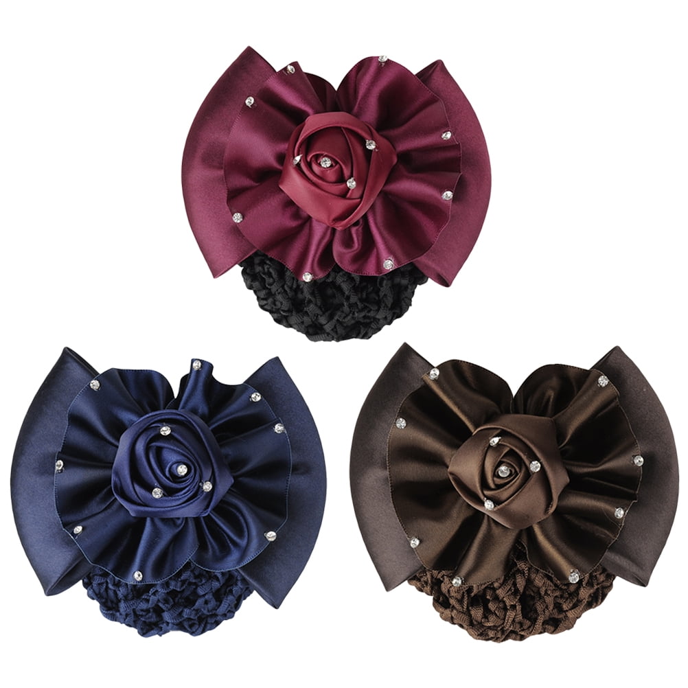 snoods for women 3pc Bow Hair Snoods Hair Clip Snoods Hair Nets for ...
