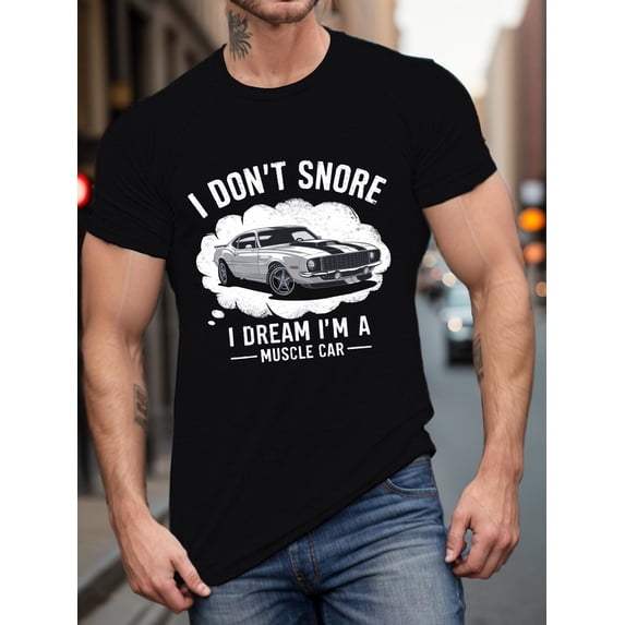 snore muscle car print tee shirt, Tees for Men, Casual Short Sleeve T ...
