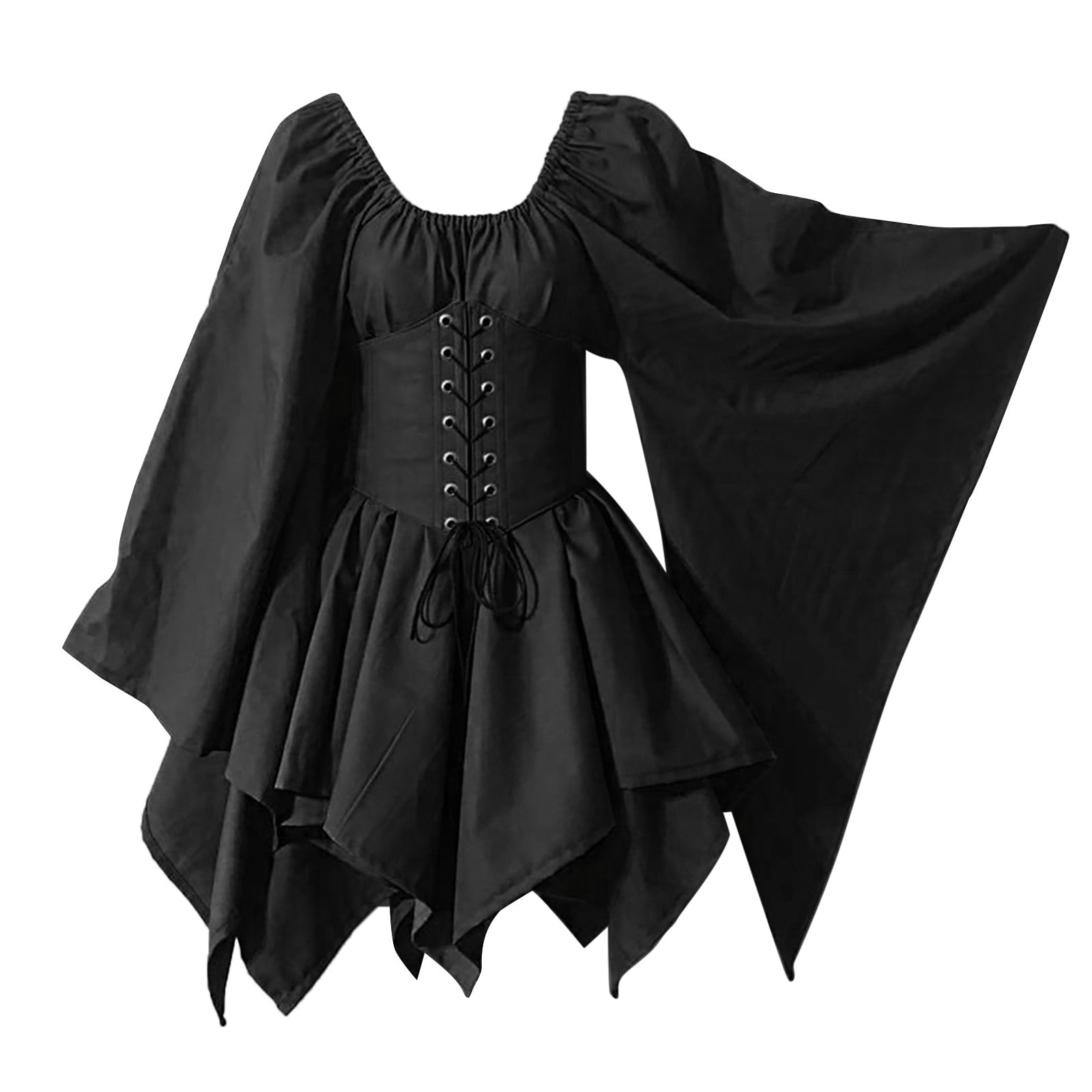snowsong Prom Dress,Midi Dresses Medieval Costume Trumpet Sleeve Irish ...