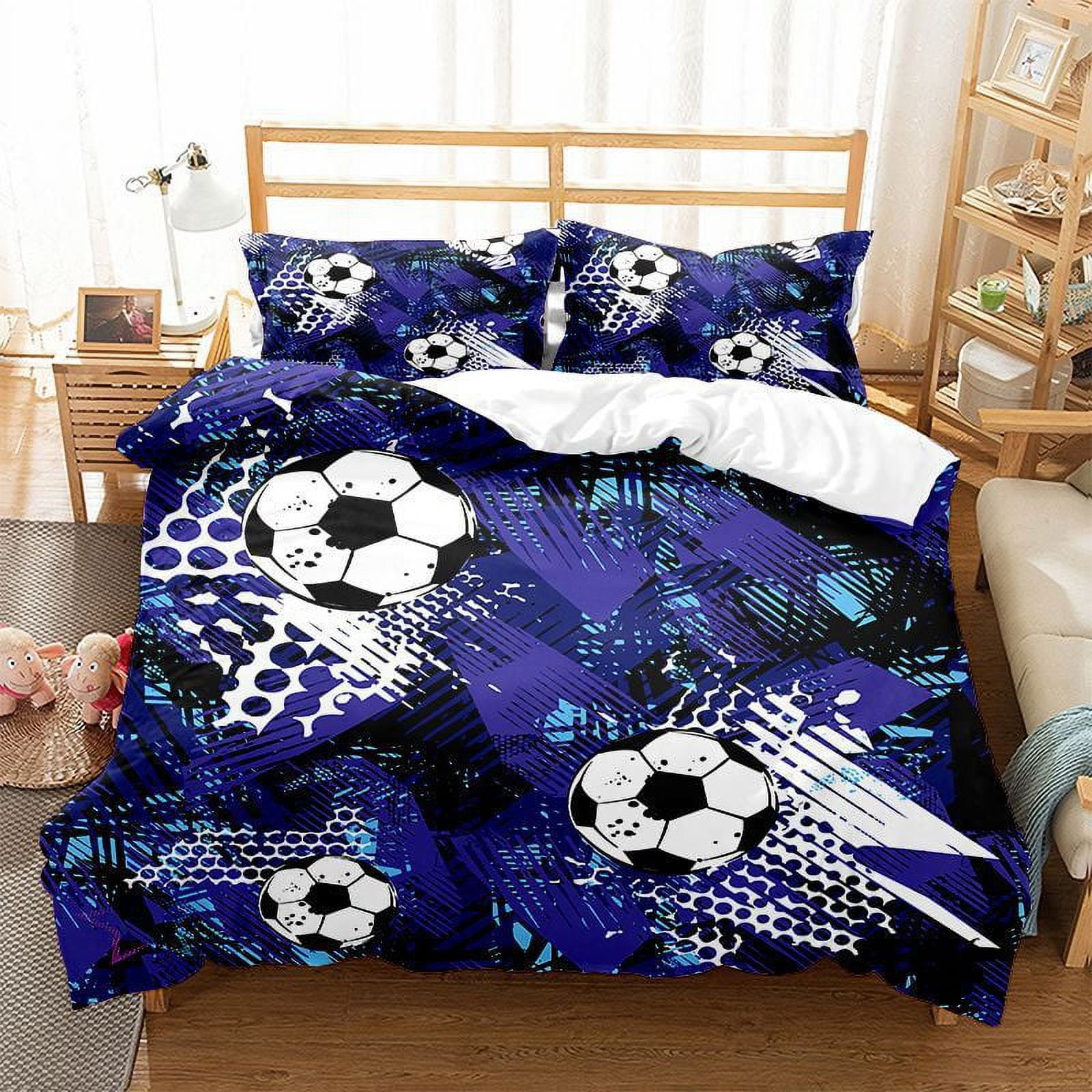 soccer Pattern Bedding Set, Football Soccer Design Bedding Duvet Quilt ...